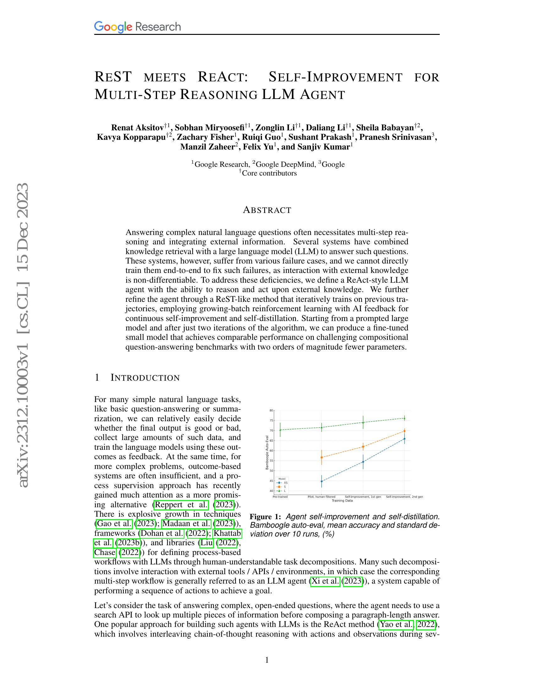 ReST meets ReAct: Self-Improvement for Multi-Step Reasoning LLM Agent - 智源社区论文