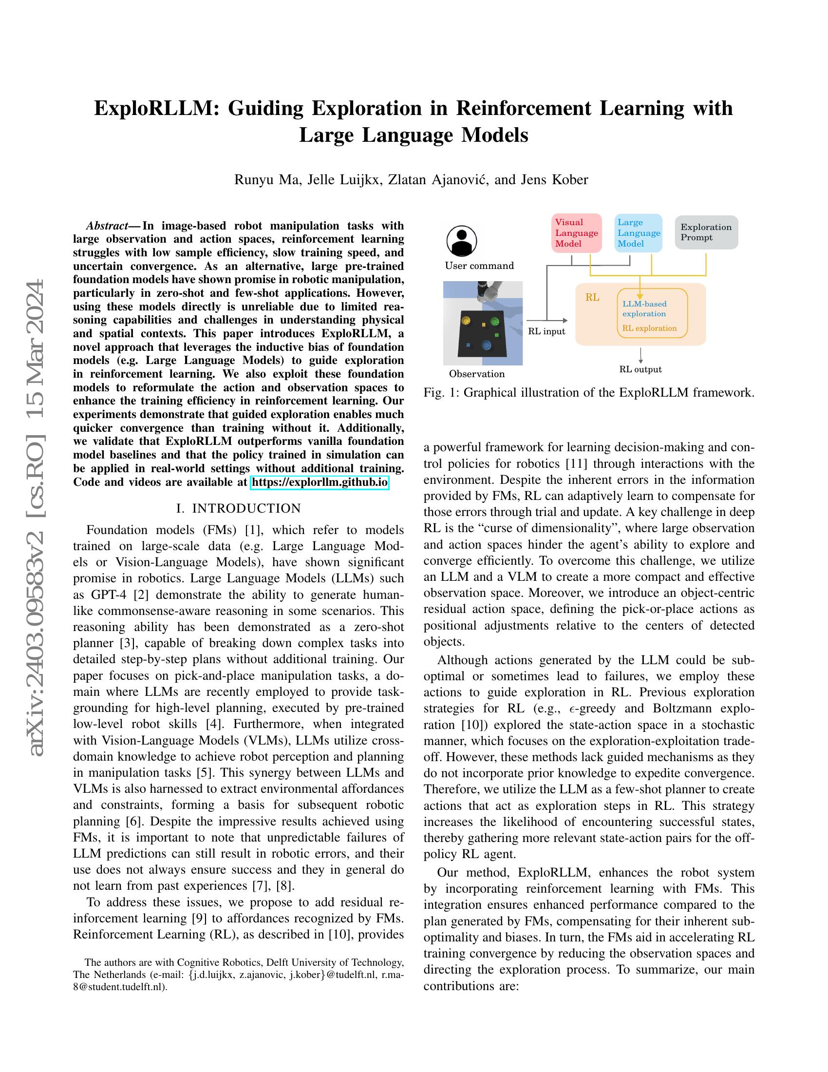 ExploRLLM: Guiding Exploration in Reinforcement Learning with Large Language Models - 智源社区论文