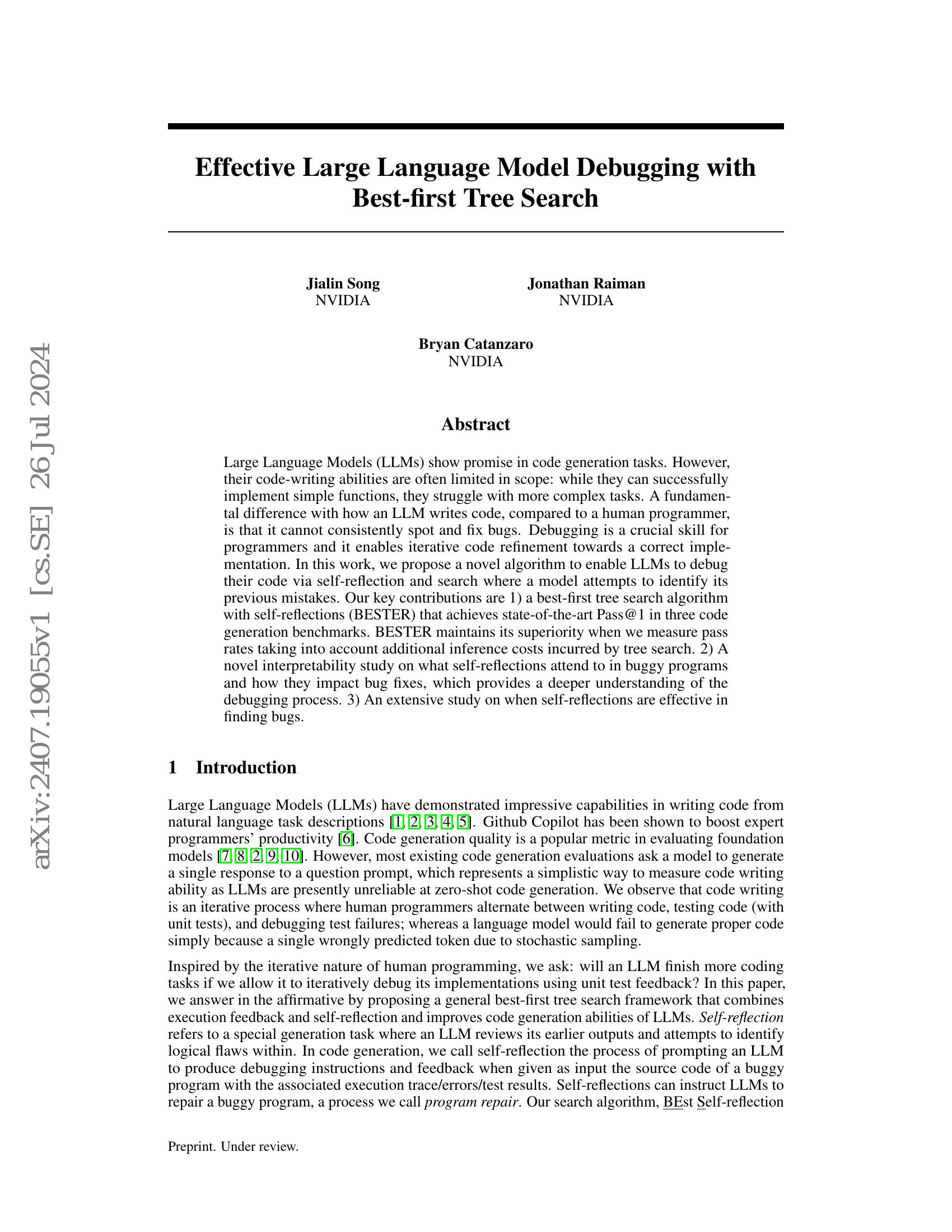 Effective Large Language Model Debugging with Best-first Tree Search - 智源社区论文