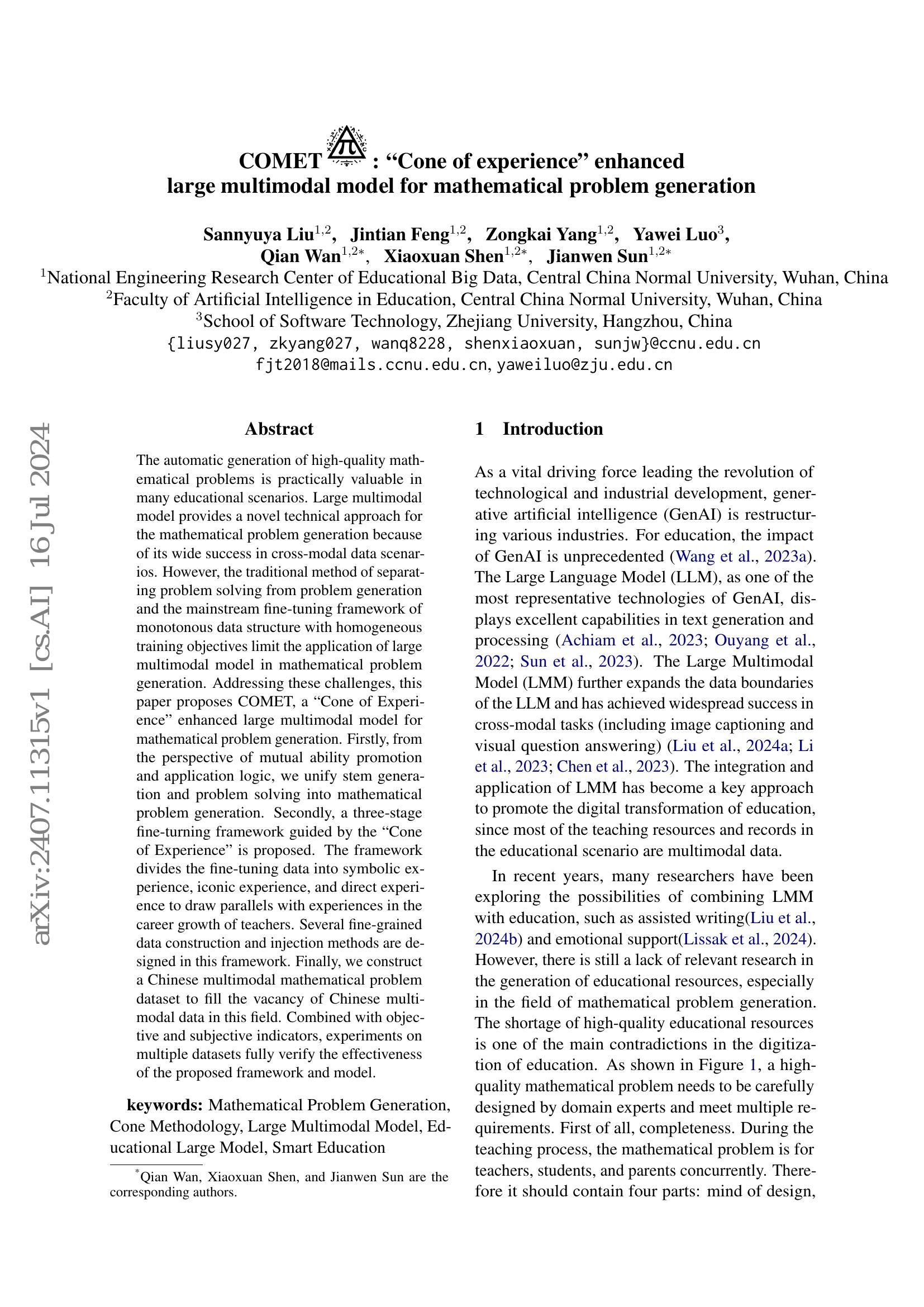 COMET: "Cone of experience" enhanced large multimodal model for ...