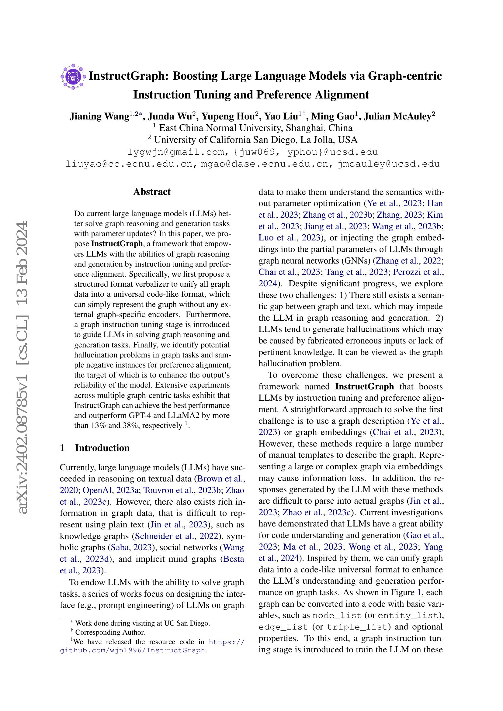 InstructGraph: Boosting Large Language Models via Graph-centric Instruction Tuning and ...