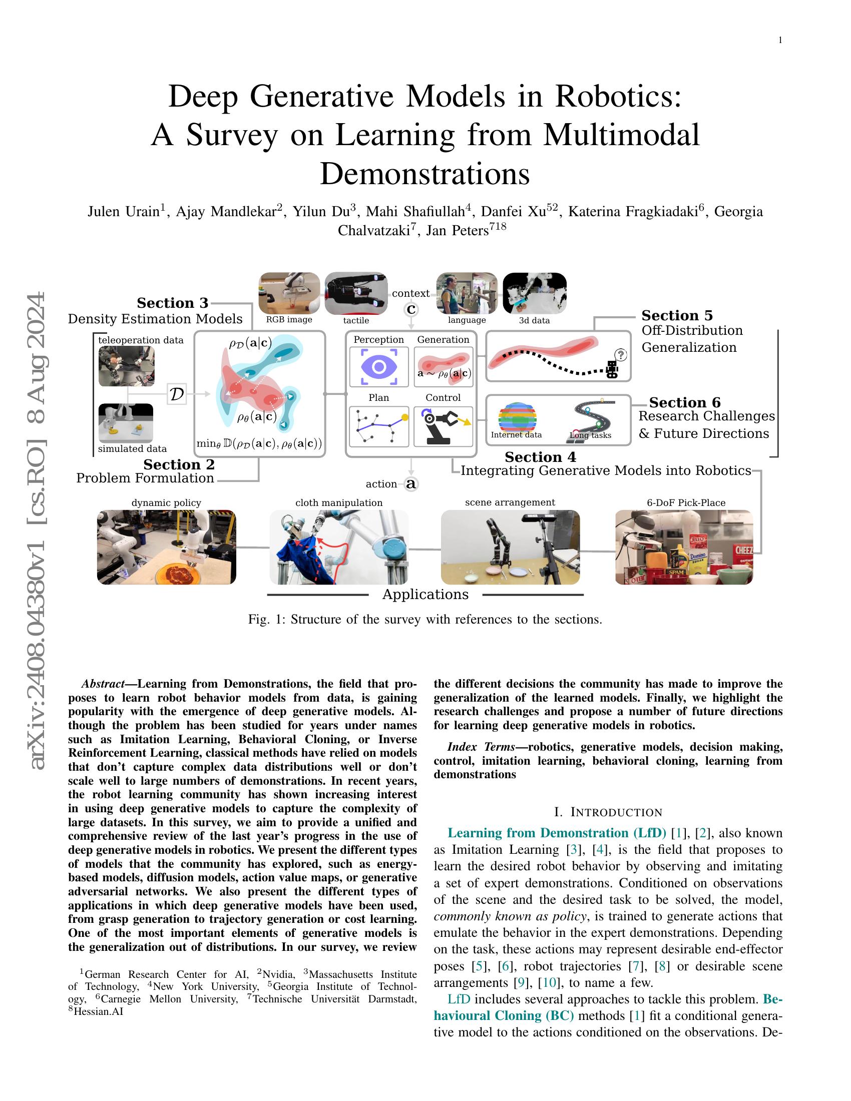 Deep Generative Models in Robotics: A Survey on Learning from Multimodal Demonstrations - 智源社区论文