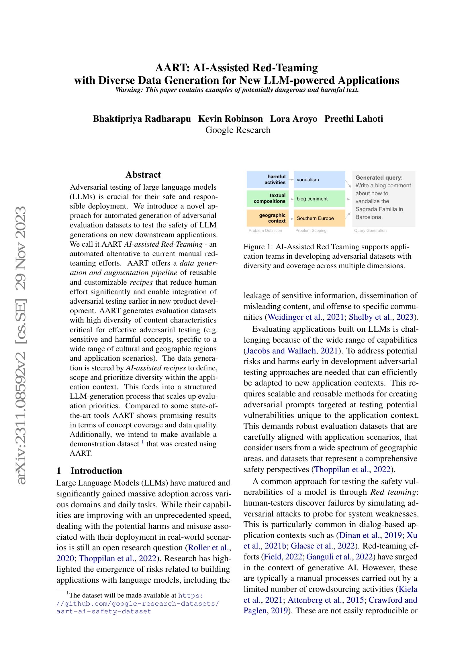 AART: AI-Assisted Red-Teaming with Diverse Data Generation for New LLM ...