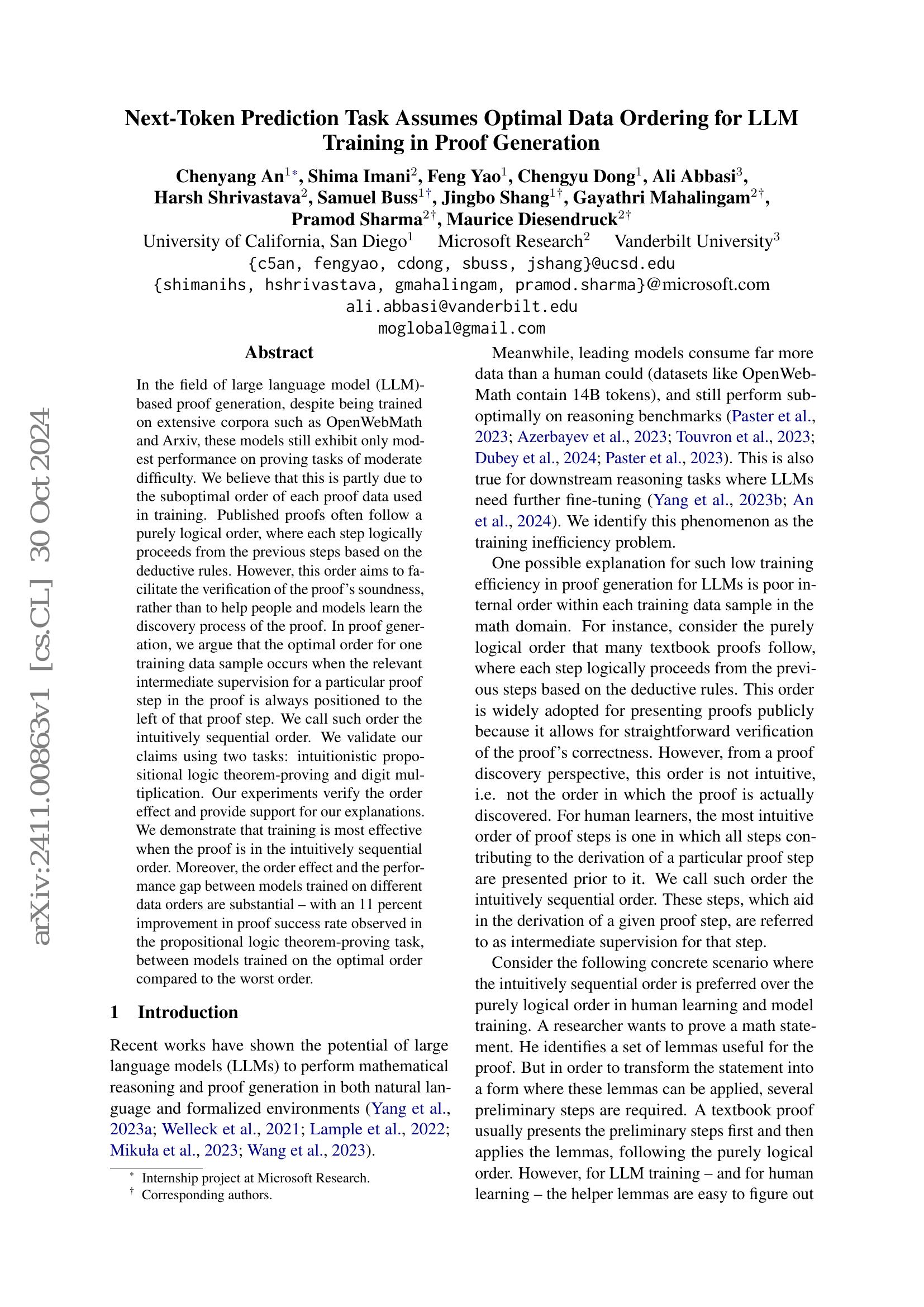 Next-Token Prediction Task Assumes Optimal Data Ordering for LLM ...