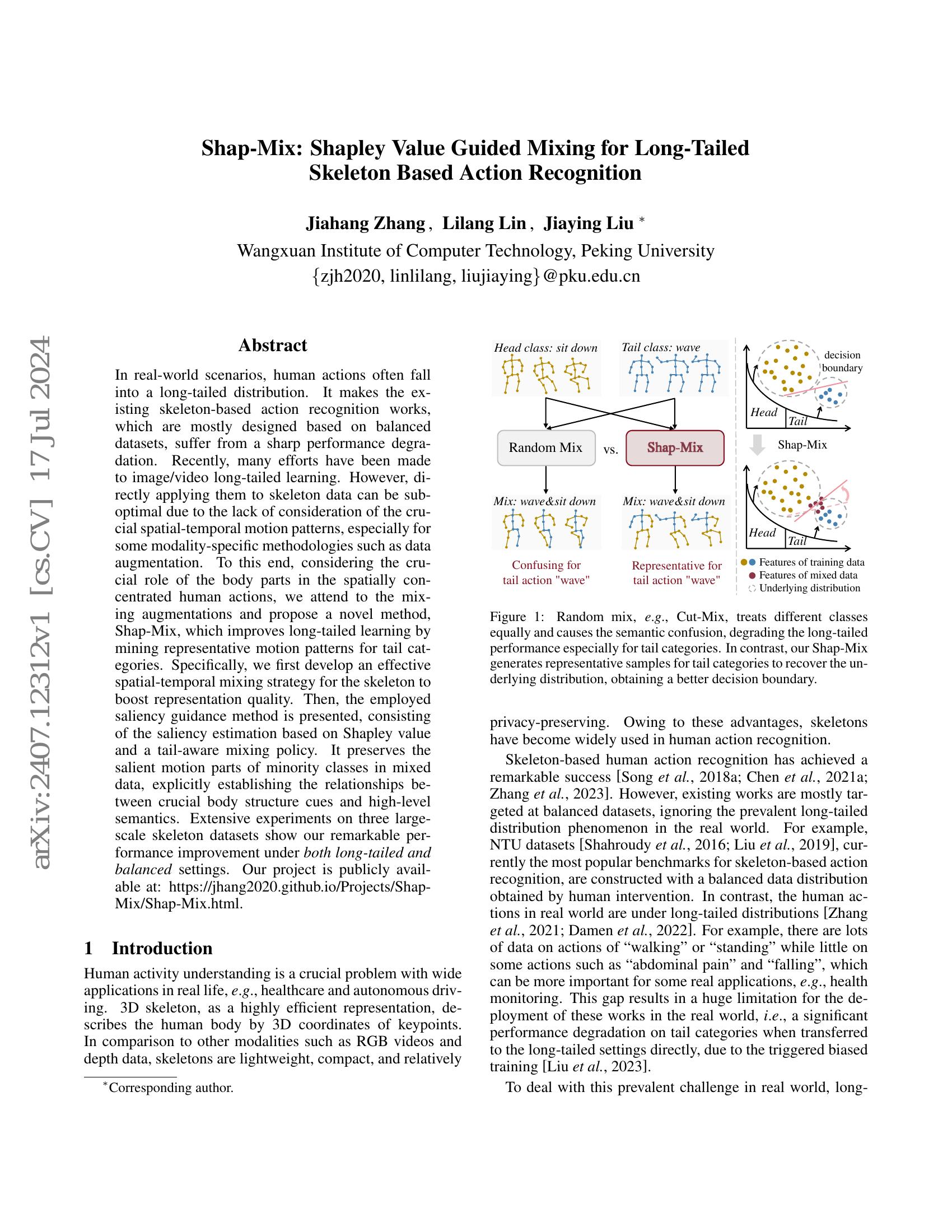 Shap-Mix: Shapley Value Guided Mixing for Long-Tailed Skeleton Based ...