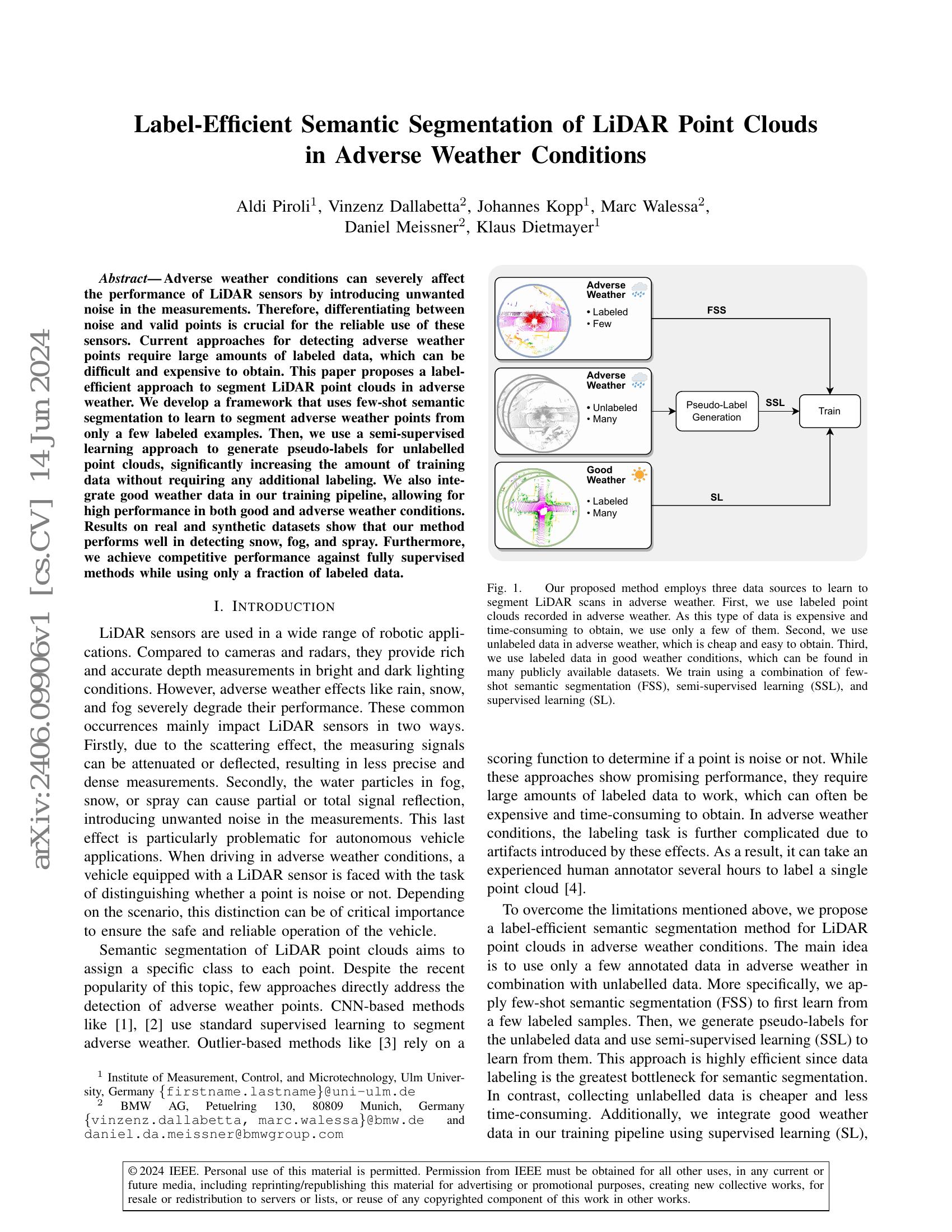 Label-Efficient Semantic Segmentation of LiDAR Point Clouds in Adverse Weather Conditions - 智源社区论文