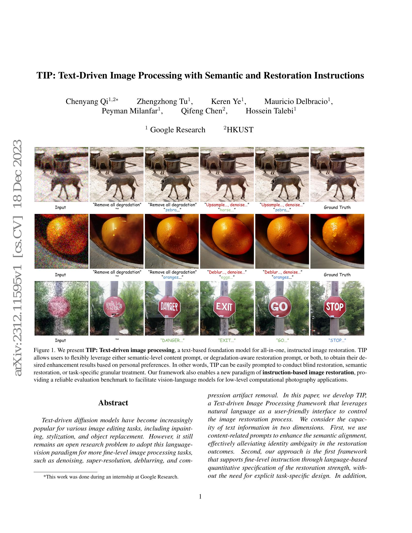 TIP: Text-Driven Image Processing with Semantic and Restoration ...