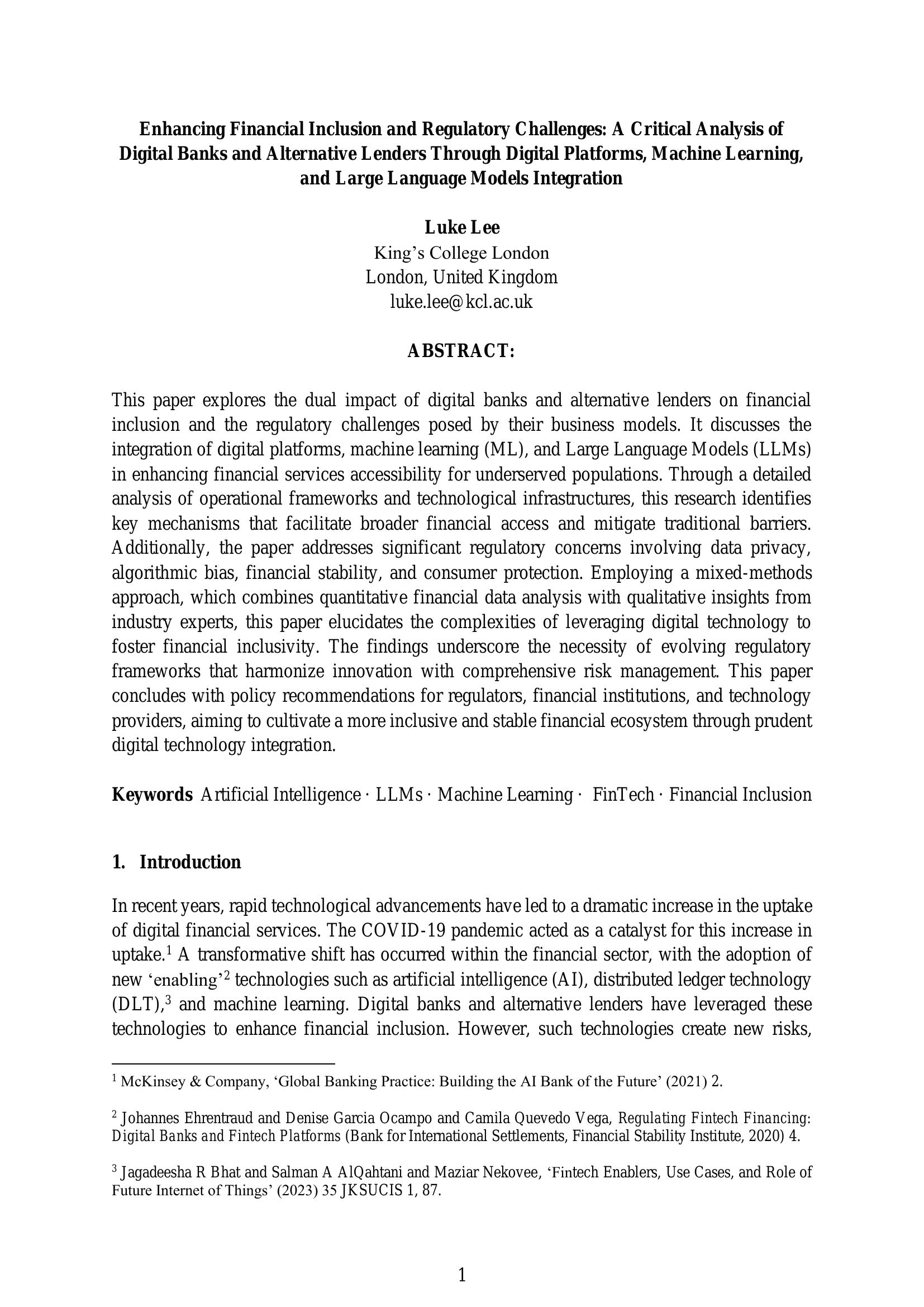 Enhancing Financial Inclusion and Regulatory Challenges: A Critical ...
