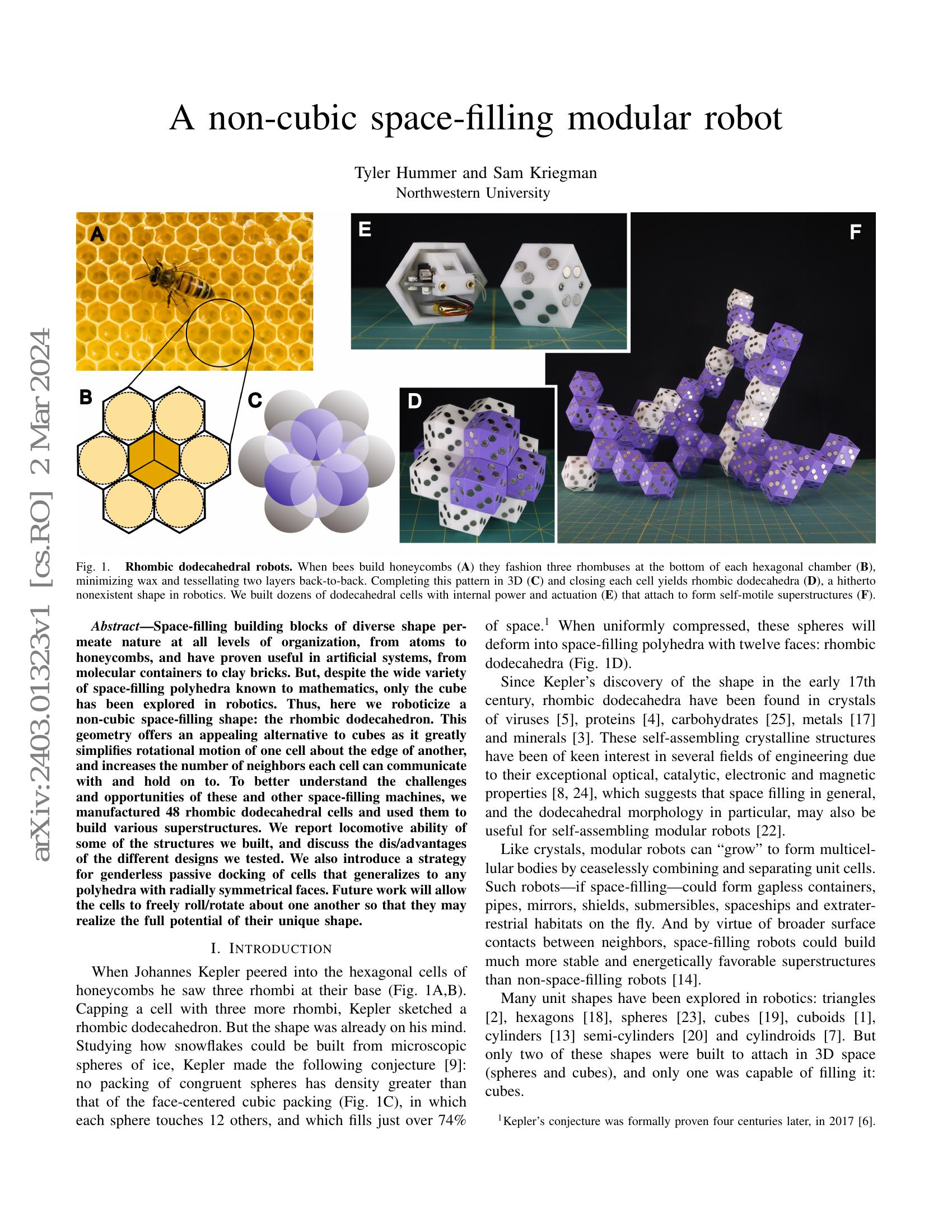 A non-cubic space-filling modular robot - 智源社区论文