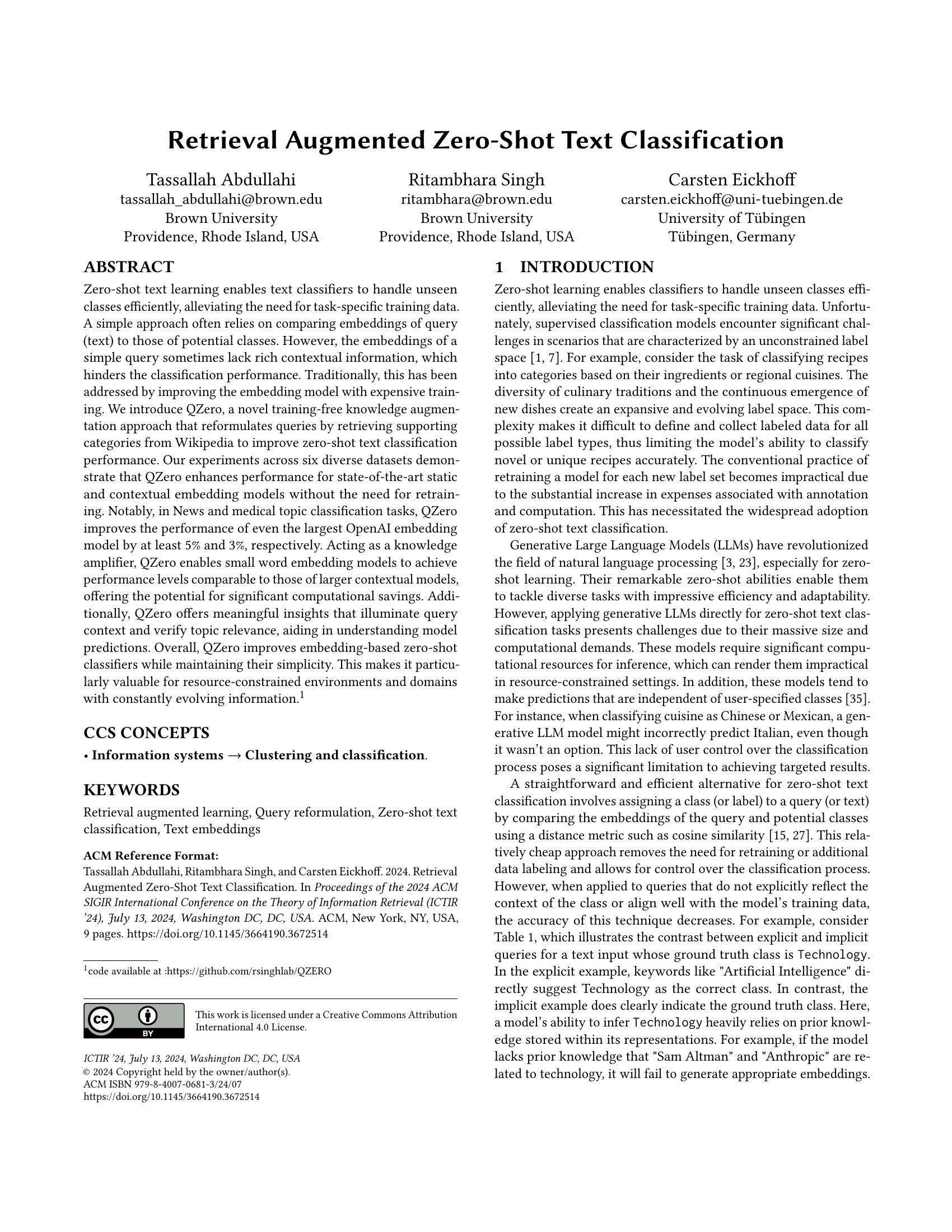 Retrieval Augmented Zero-Shot Text Classification - 智源社区论文