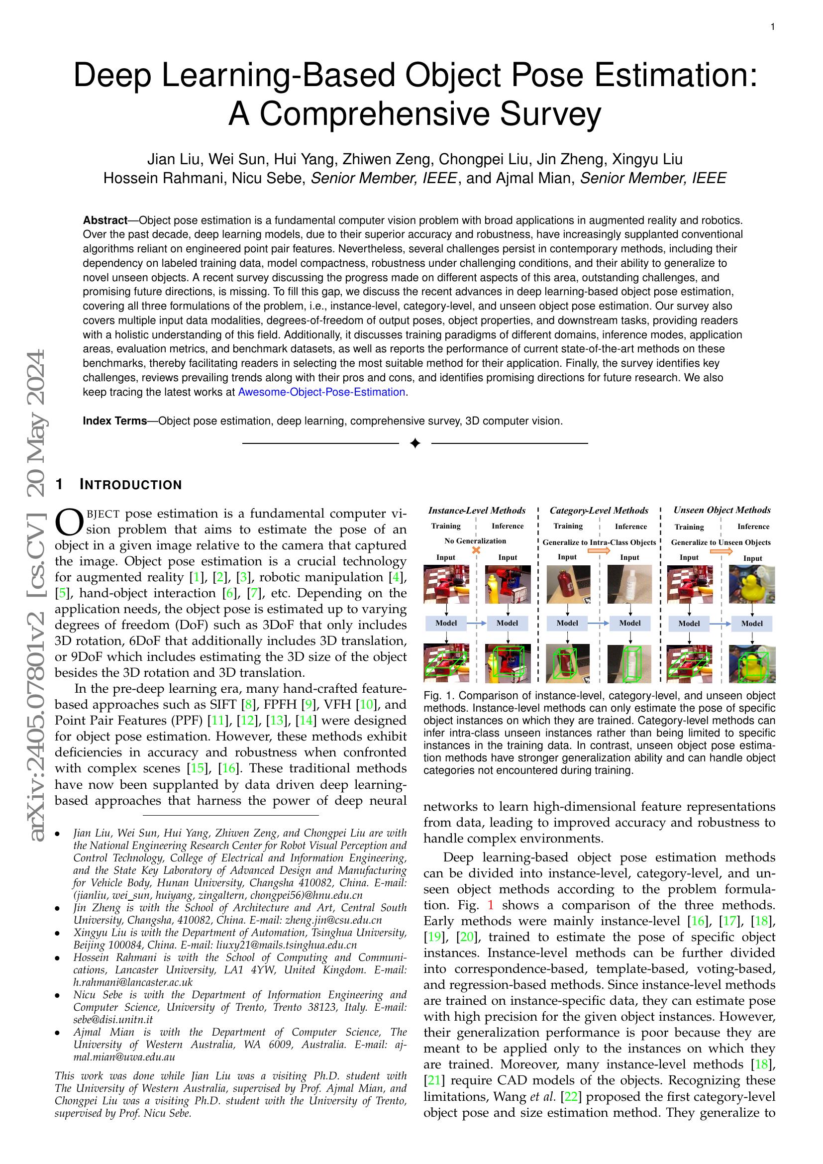 Deep Learning-Based Object Pose Estimation: A Comprehensive Survey - 智源社区论文