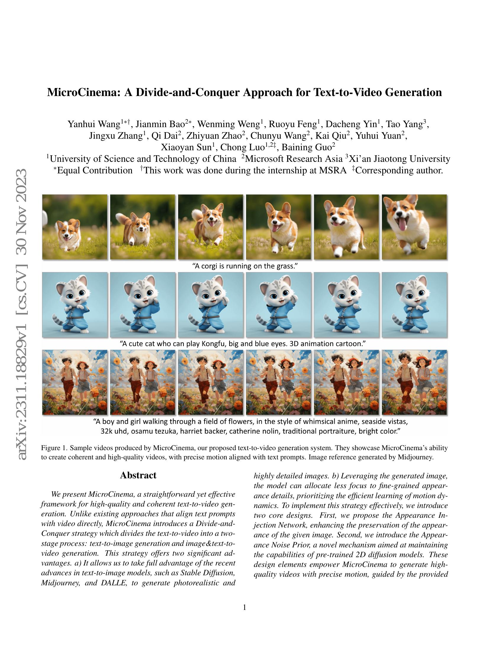 MicroCinema: A Divide-and-Conquer Approach for Text-to-Video Generation ...