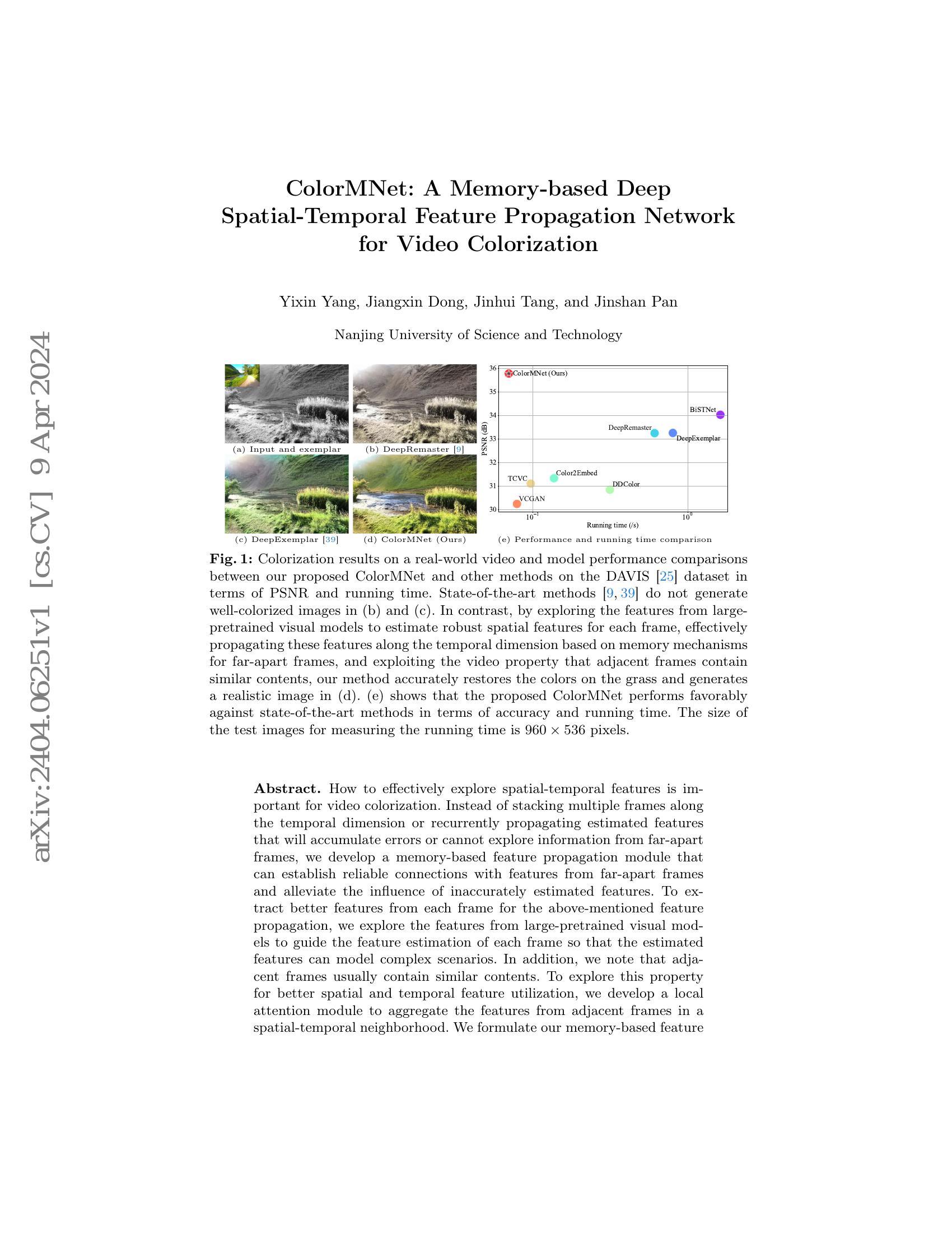 ColorMNet: A Memory-based Deep Spatial-Temporal Feature Propagation Network for Video ...
