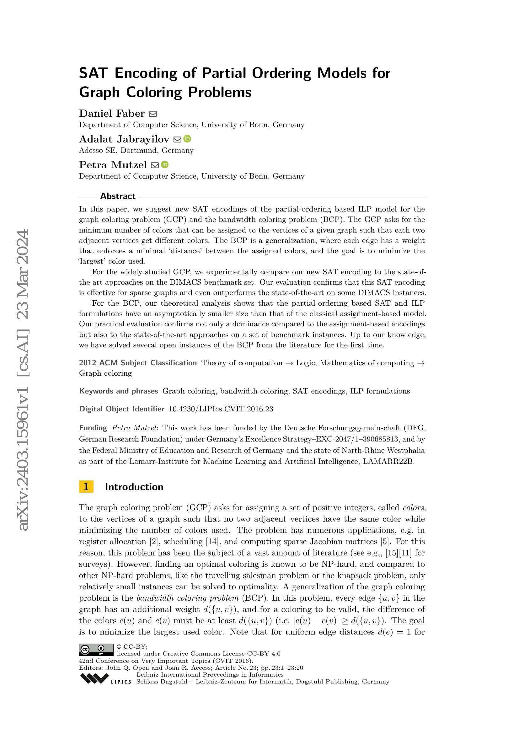 SAT Encoding of Partial Ordering Models for Graph Coloring Problems - 智 ...