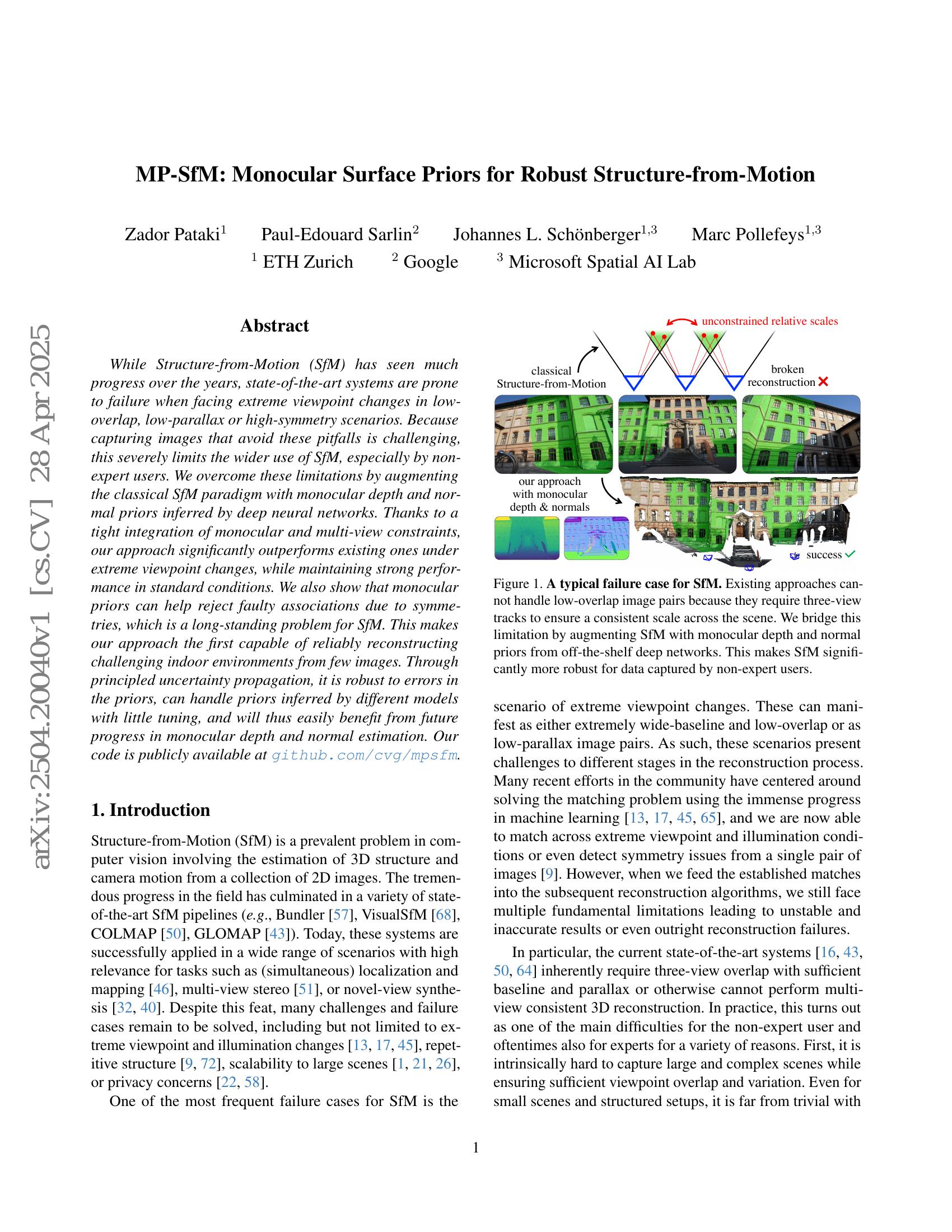 MP-SfM: Monocular Surface Priors for Robust Structure-from-Motion - 智源社区论文