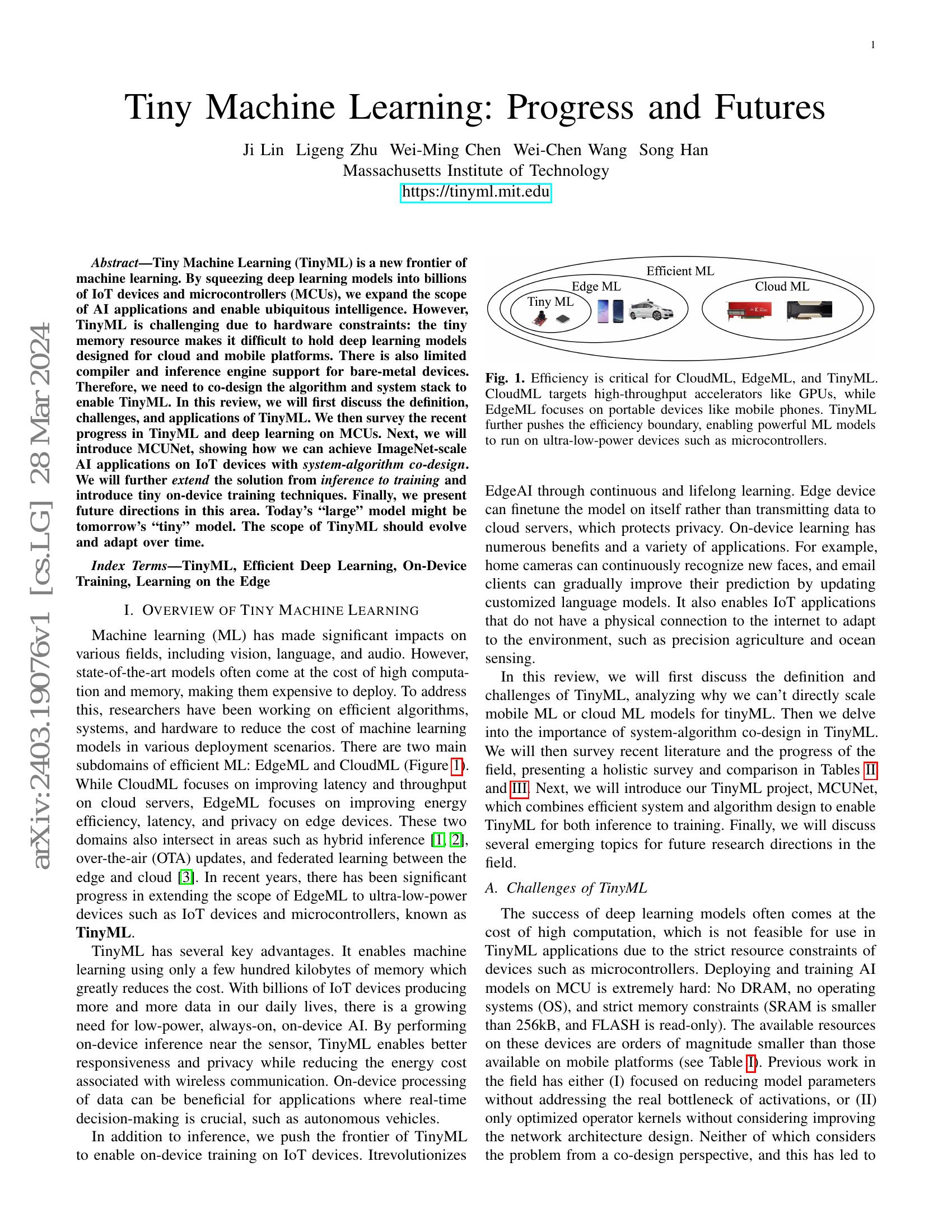 Tiny Machine Learning: Progress and Futures - 智源社区论文