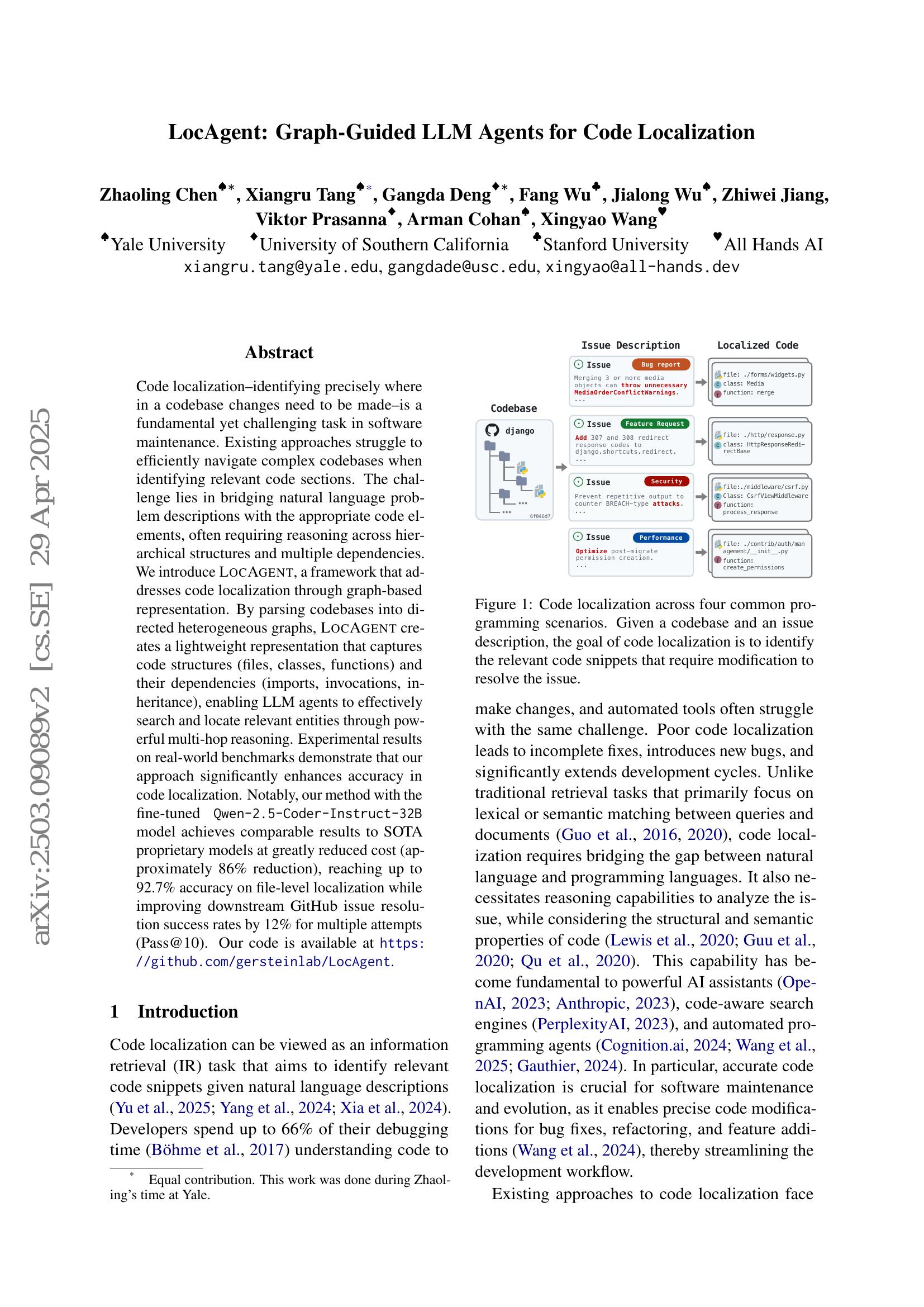 LocAgent: Graph-Guided LLM Agents for Code Localization - 智源社区论文