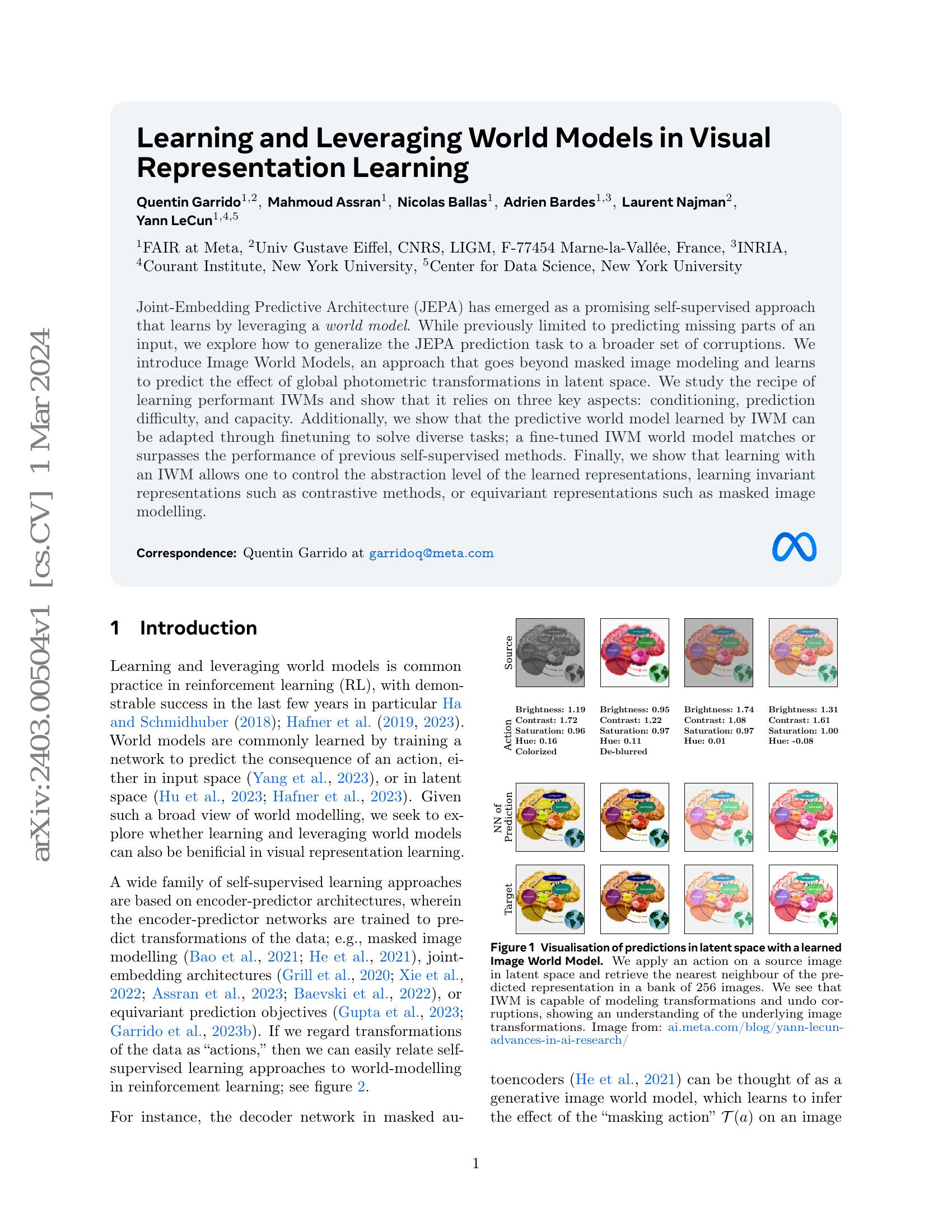 Learning and Leveraging World Models in Visual Representation Learning - 智源社区论文