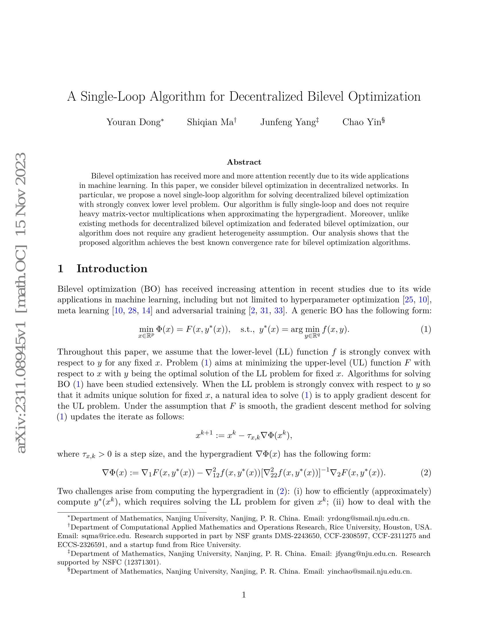 A Single-Loop Algorithm for Decentralized Bilevel Optimization - 智源社区论文