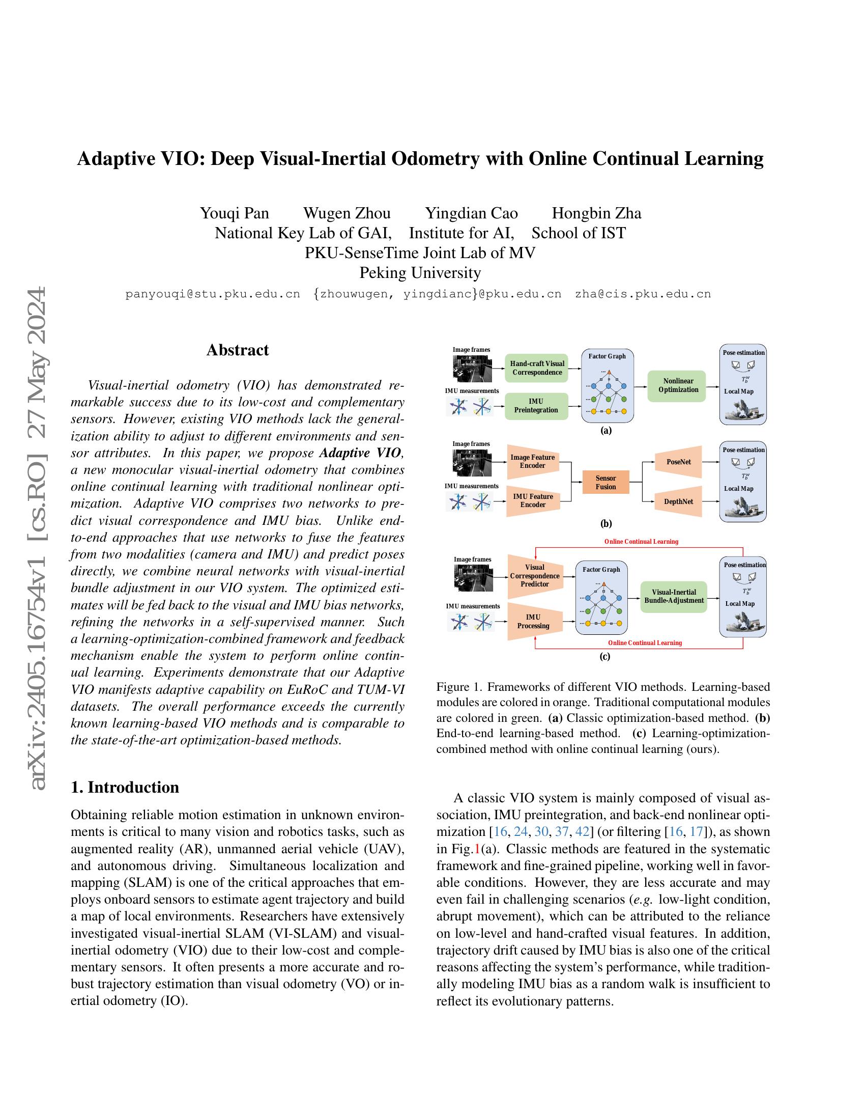 Adaptive VIO: Deep Visual-Inertial Odometry with Online Continual ...