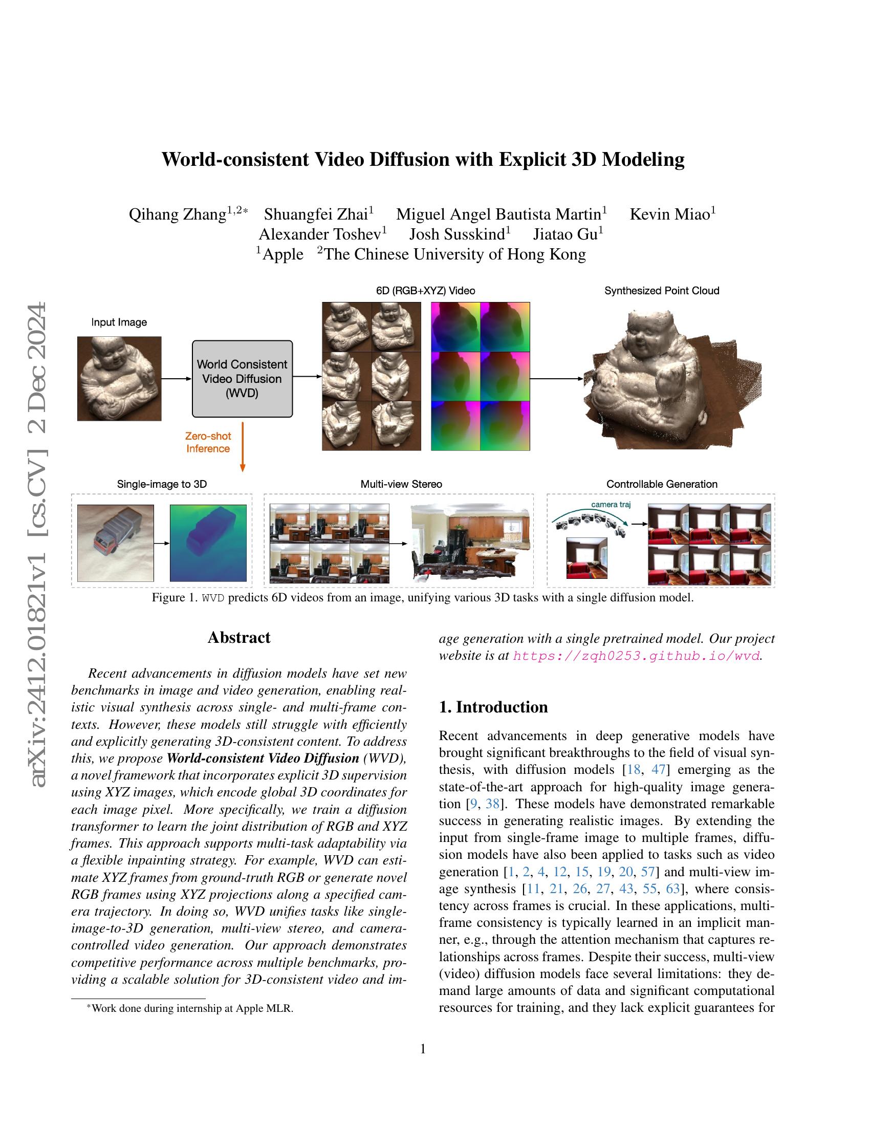 World-consistent Video Diffusion with Explicit 3D Modeling - 智源社区论文