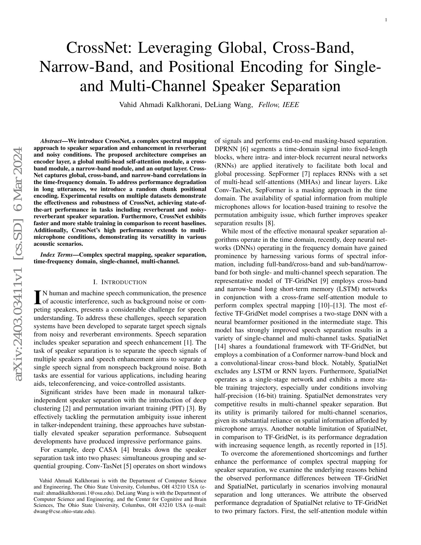 CrossNet: Leveraging Global, Cross-Band, Narrow-Band, and Positional ...