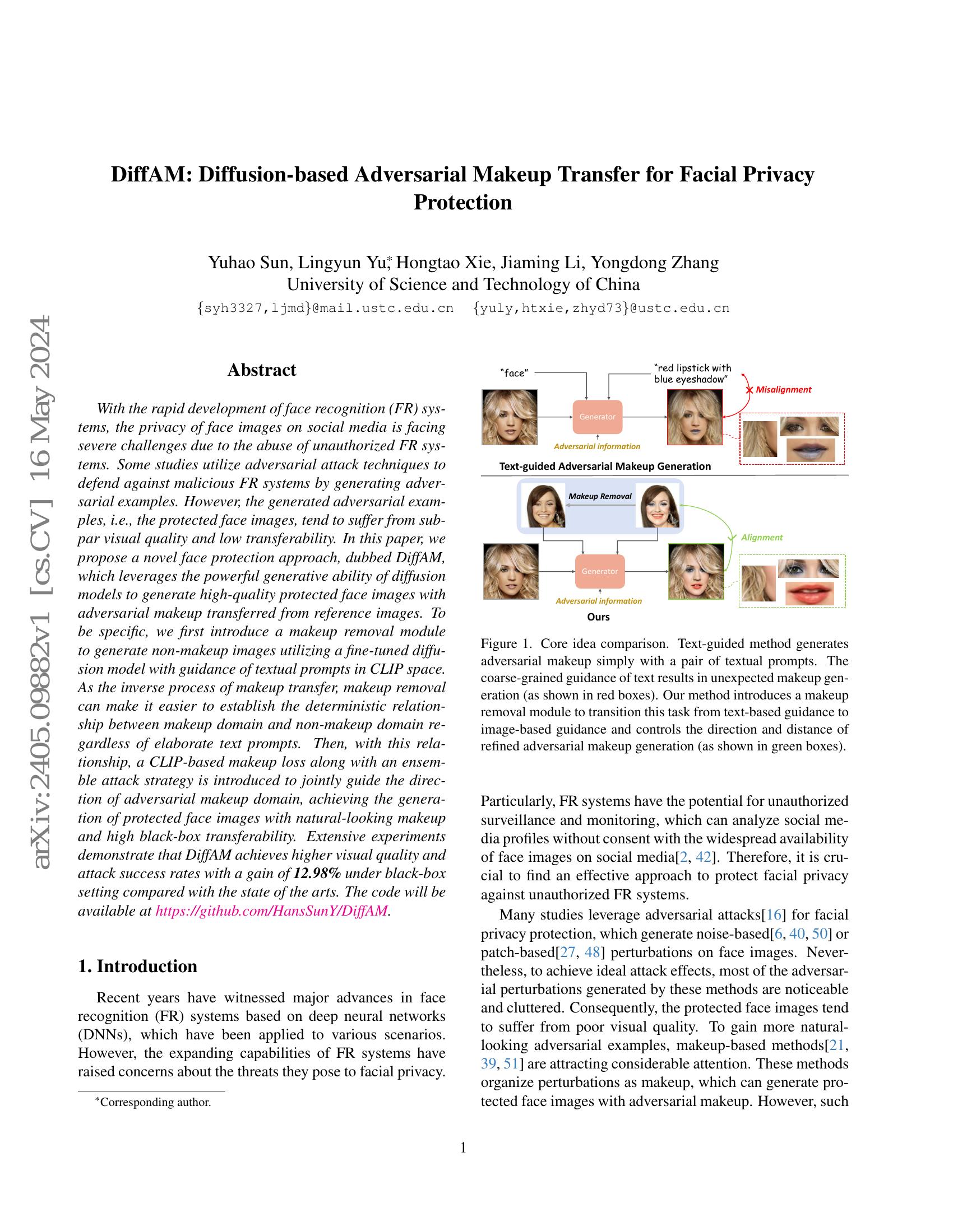DiffAM: Diffusion-based Adversarial Makeup Transfer for Facial Privacy ...