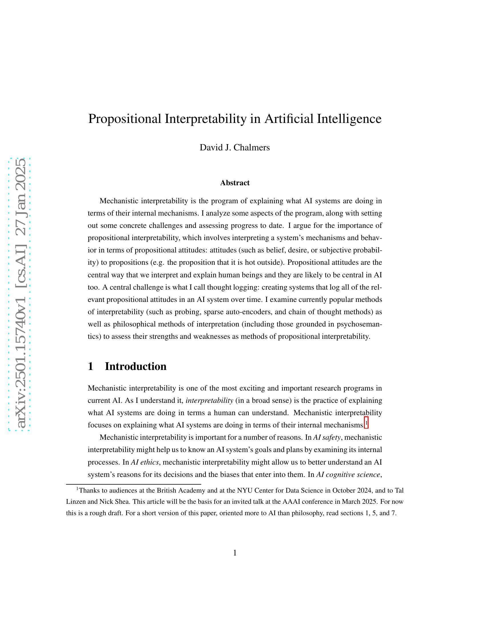 Propositional Interpretability in Artificial Intelligence - 智源社区论文