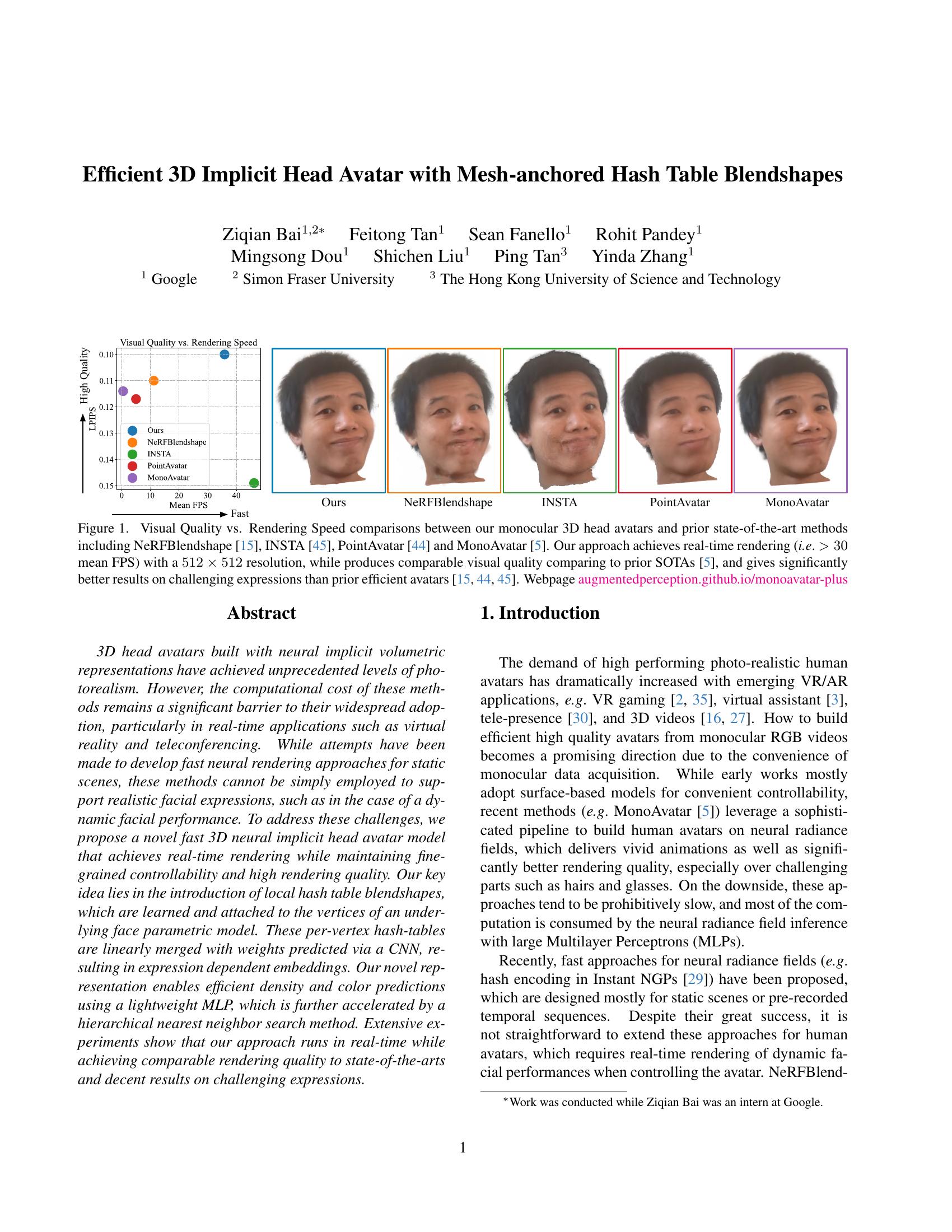 Efficient 3D Implicit Head Avatar with Mesh-anchored Hash Table ...