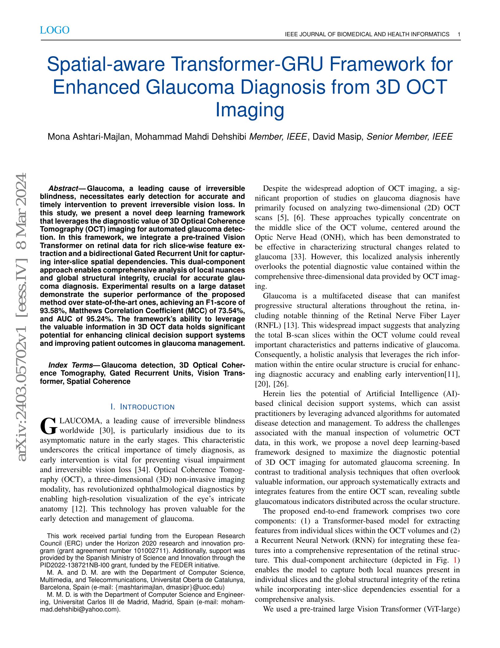 Spatial-aware Transformer-GRU Framework for Enhanced Glaucoma Diagnosis from 3D OCT Imaging - 智源社区论文