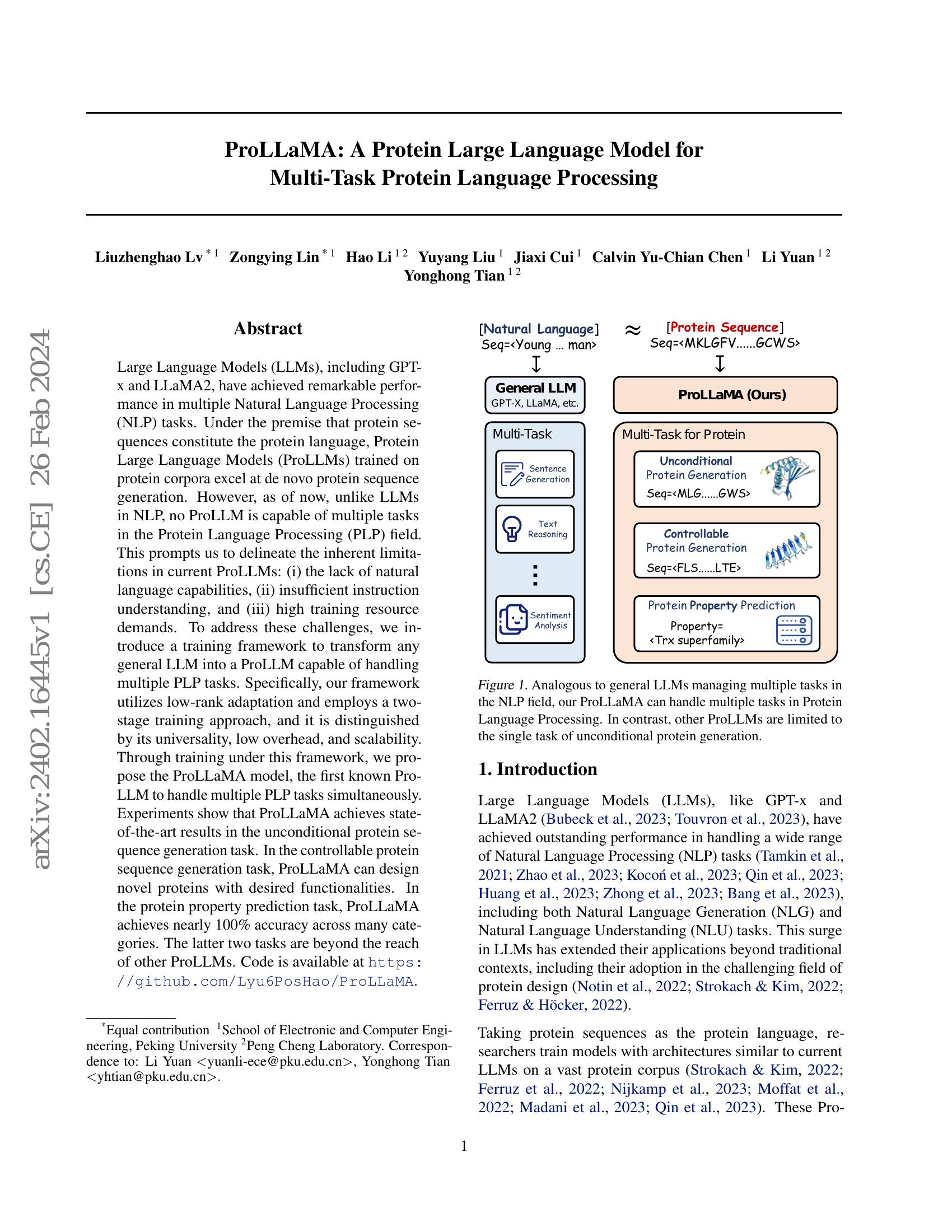 ProLLaMA: A Protein Large Language Model for Multi-Task Protein ...