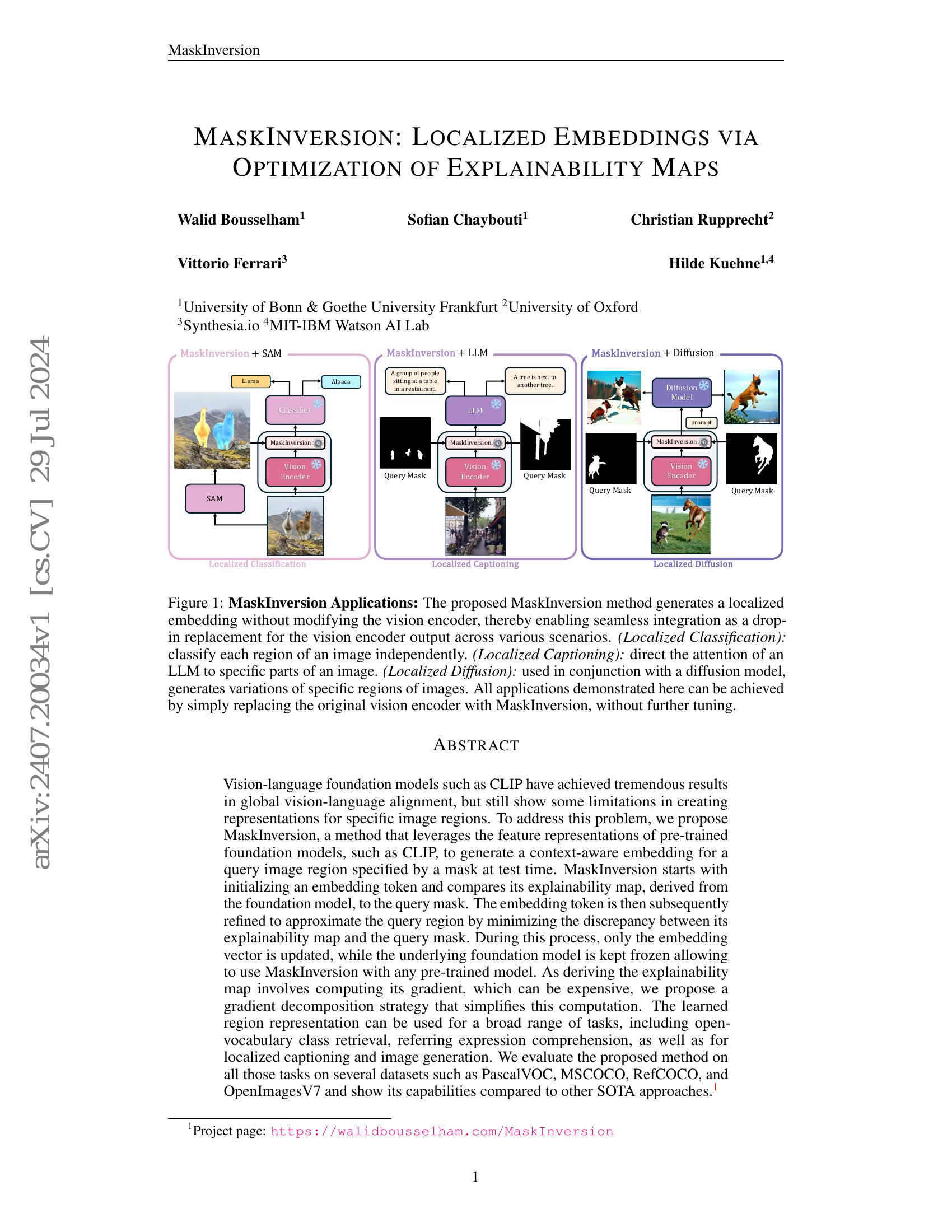 MaskInversion: Localized Embeddings via Optimization of Explainability ...