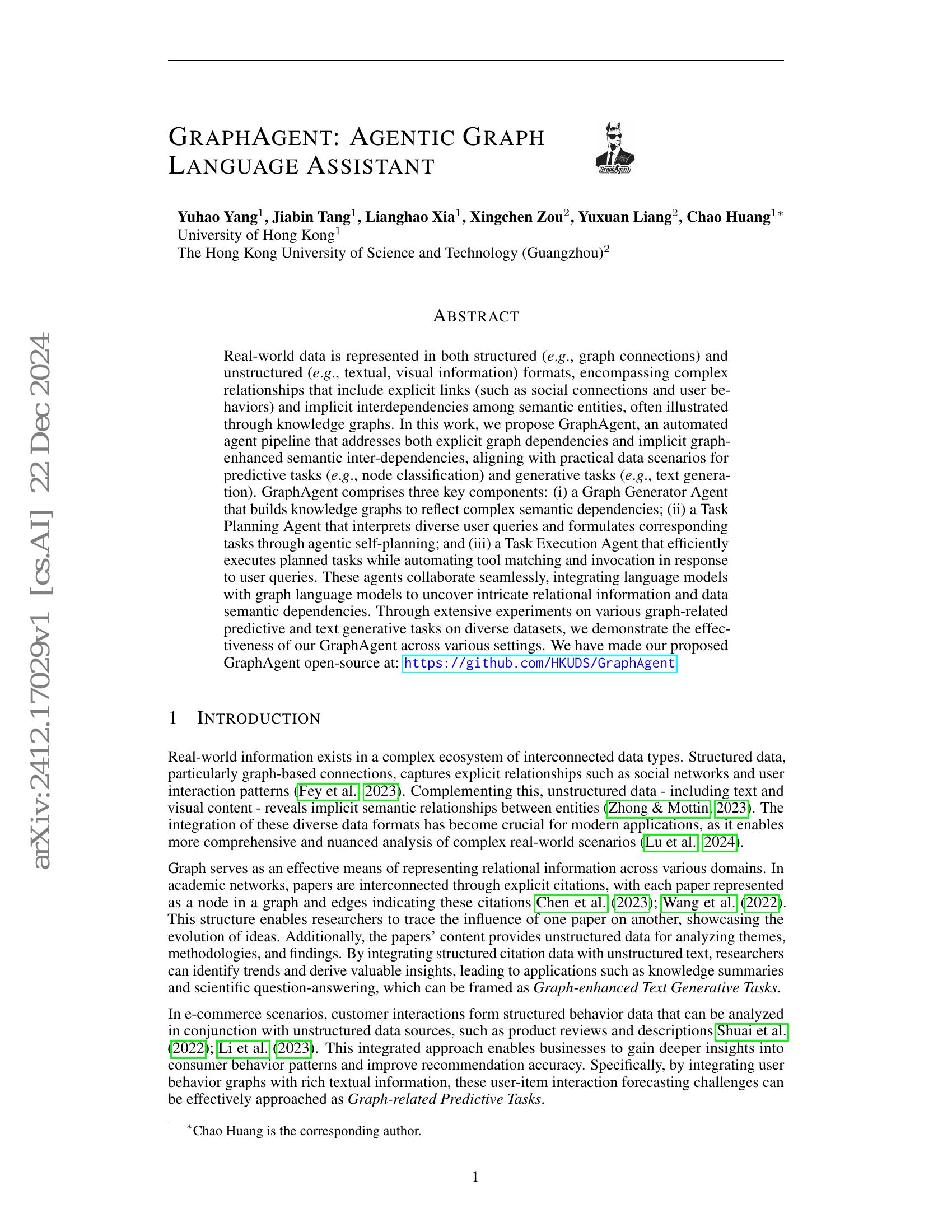 GraphAgent: Agentic Graph Language Assistant - 智源社区论文