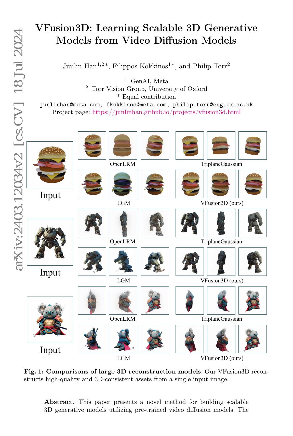 VFusion3D: Learning Scalable 3D Generative Models from Video Diffusion Models - 智源社区论文