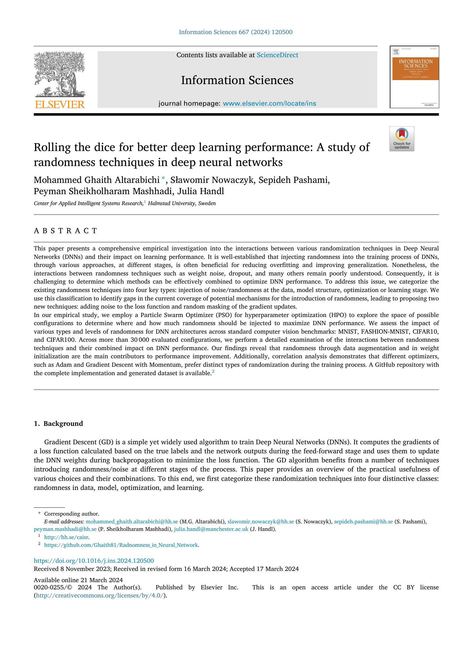 Rolling the dice for better deep learning performance: A study of randomness techniques in deep ...