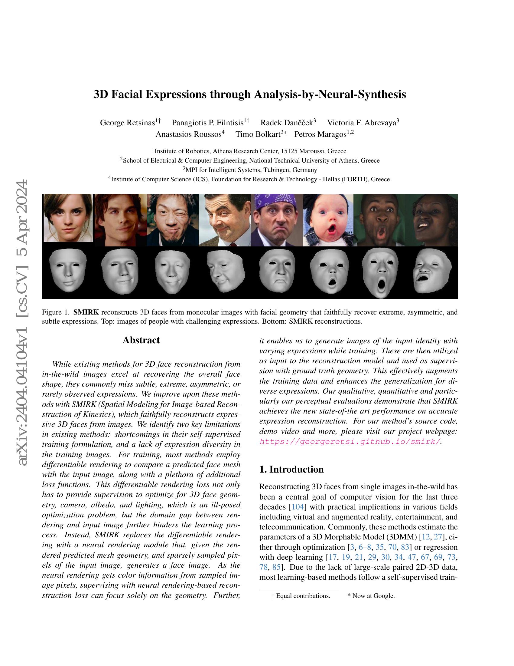 3D Facial Expressions through Analysis-by-Neural-Synthesis - 智源社区论文