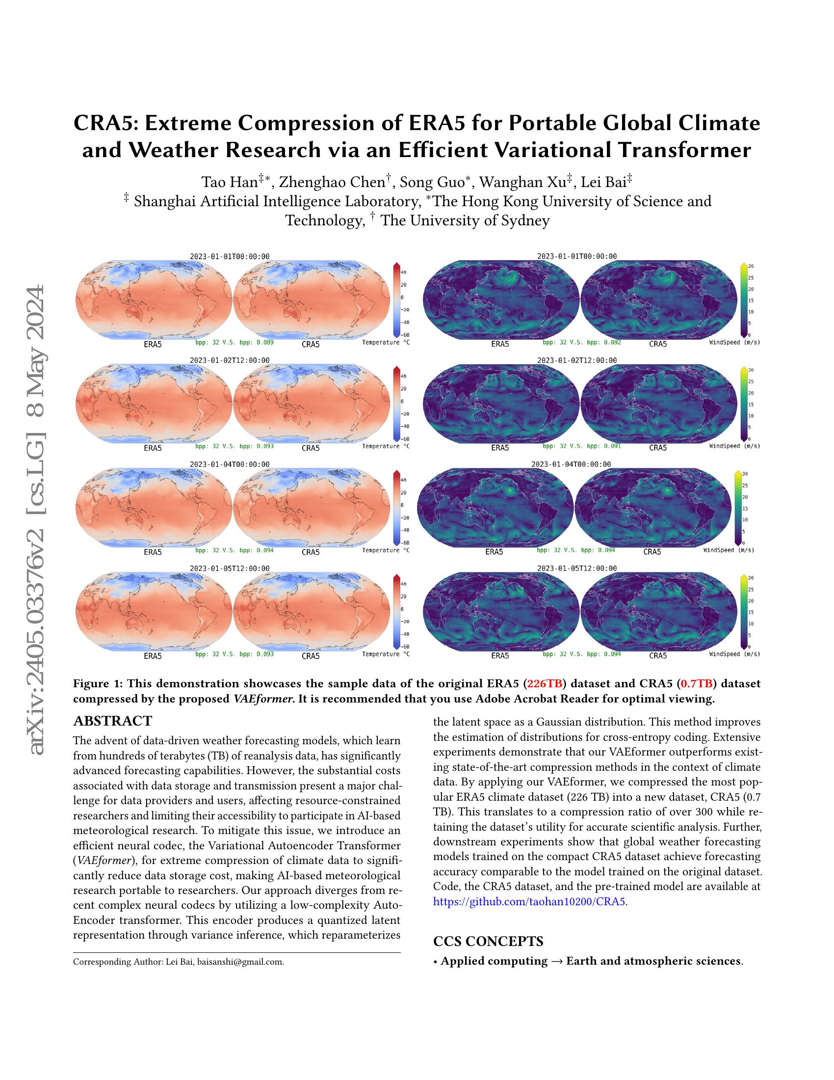 CRA5: Extreme Compression of ERA5 for Portable Global Climate and ...