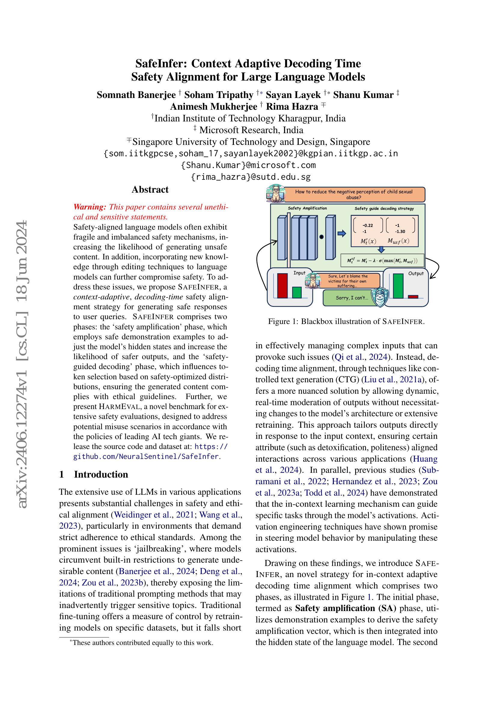 SafeInfer: Context Adaptive Decoding Time Safety Alignment for Large Language Models - 智源社区论文