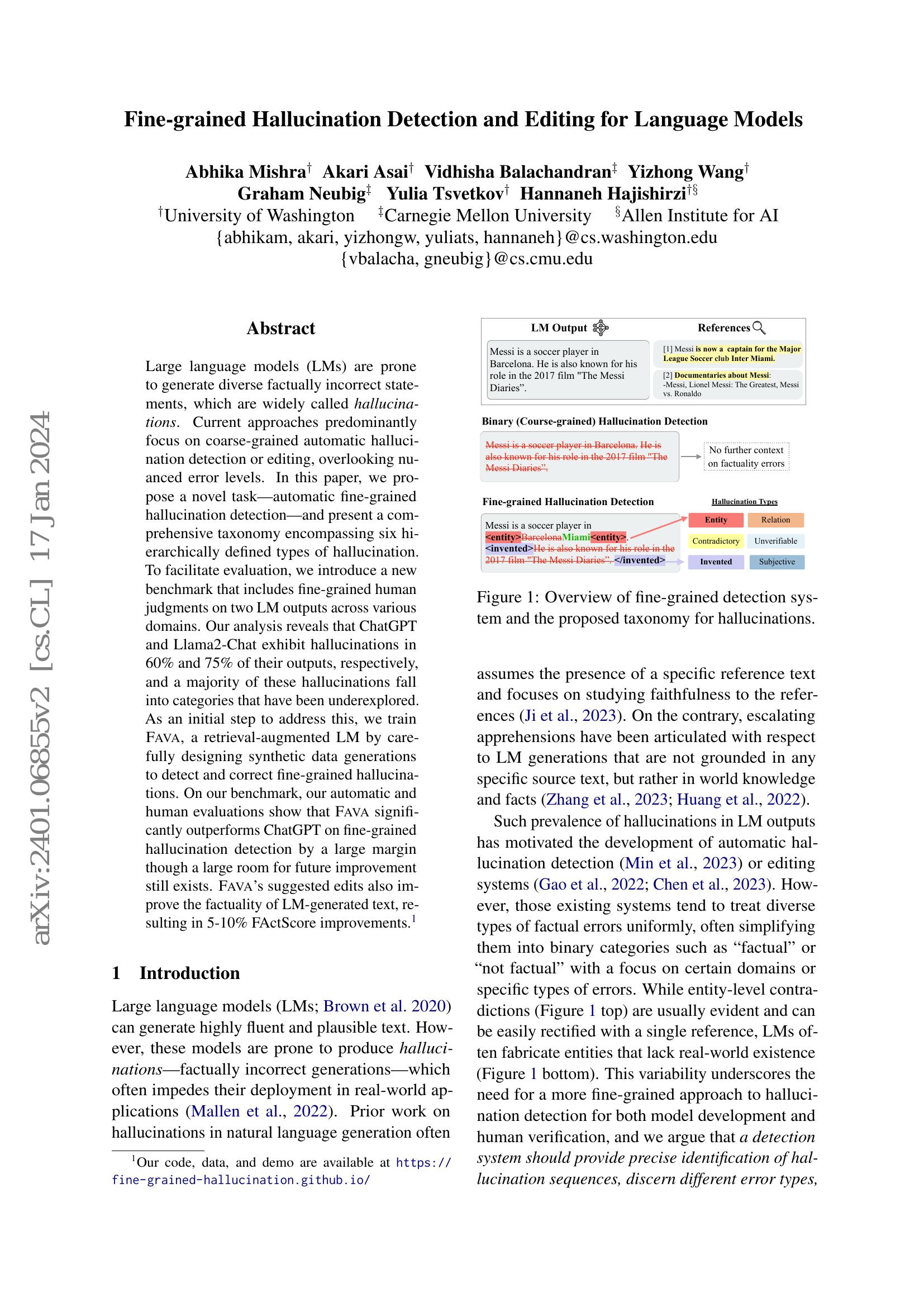 Fine-grained Hallucination Detection and Editing for Language Models - 智源社区论文
