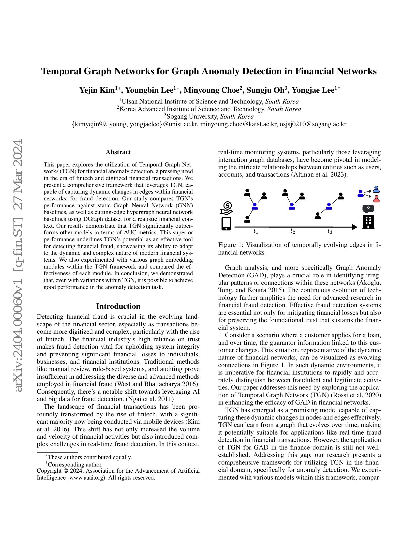 Temporal Graph Networks for Graph Anomaly Detection in Financial ...