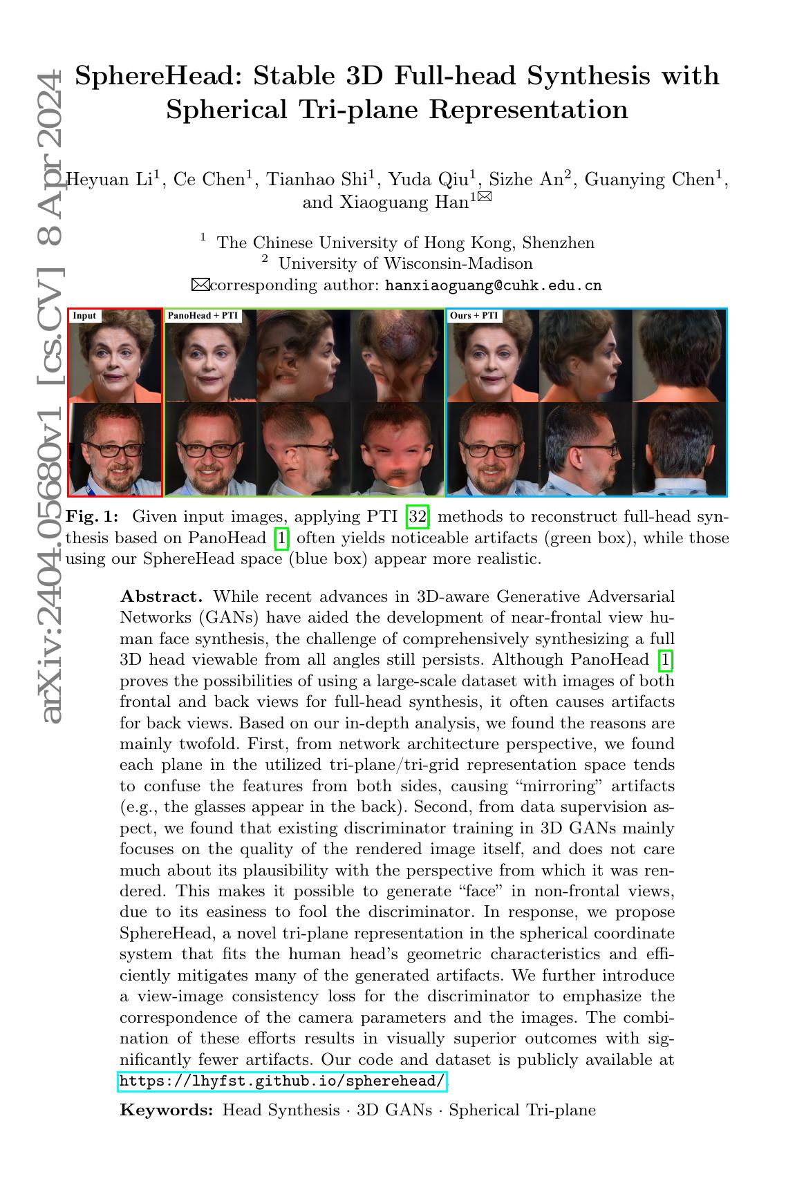 SphereHead: Stable 3D Full-head Synthesis with Spherical Tri-plane ...