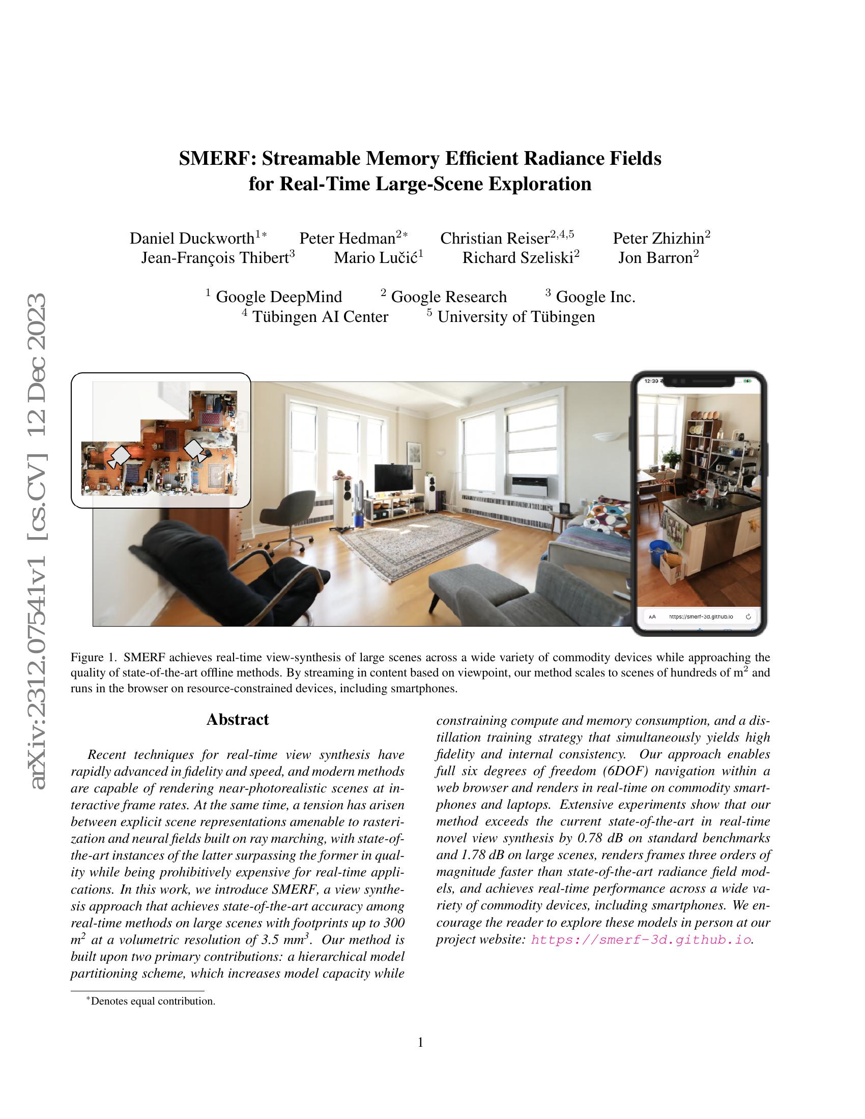 SMERF: Streamable Memory Efficient Radiance Fields for Real-Time Large-Scene Exploration - 智源社区论文