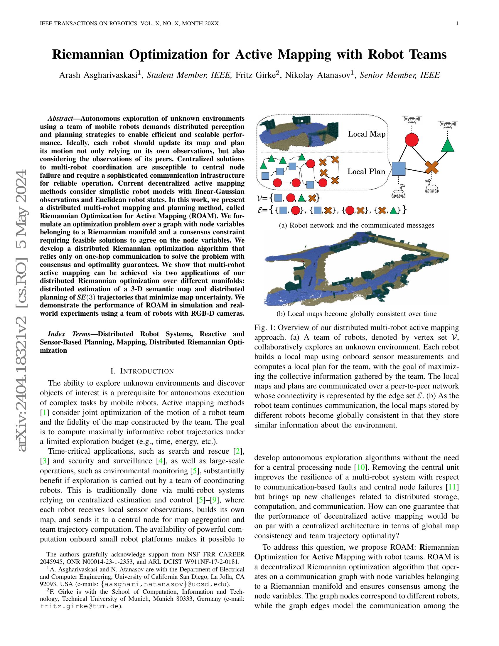 Riemannian Optimization for Active Mapping with Robot Teams - 智源社区论文
