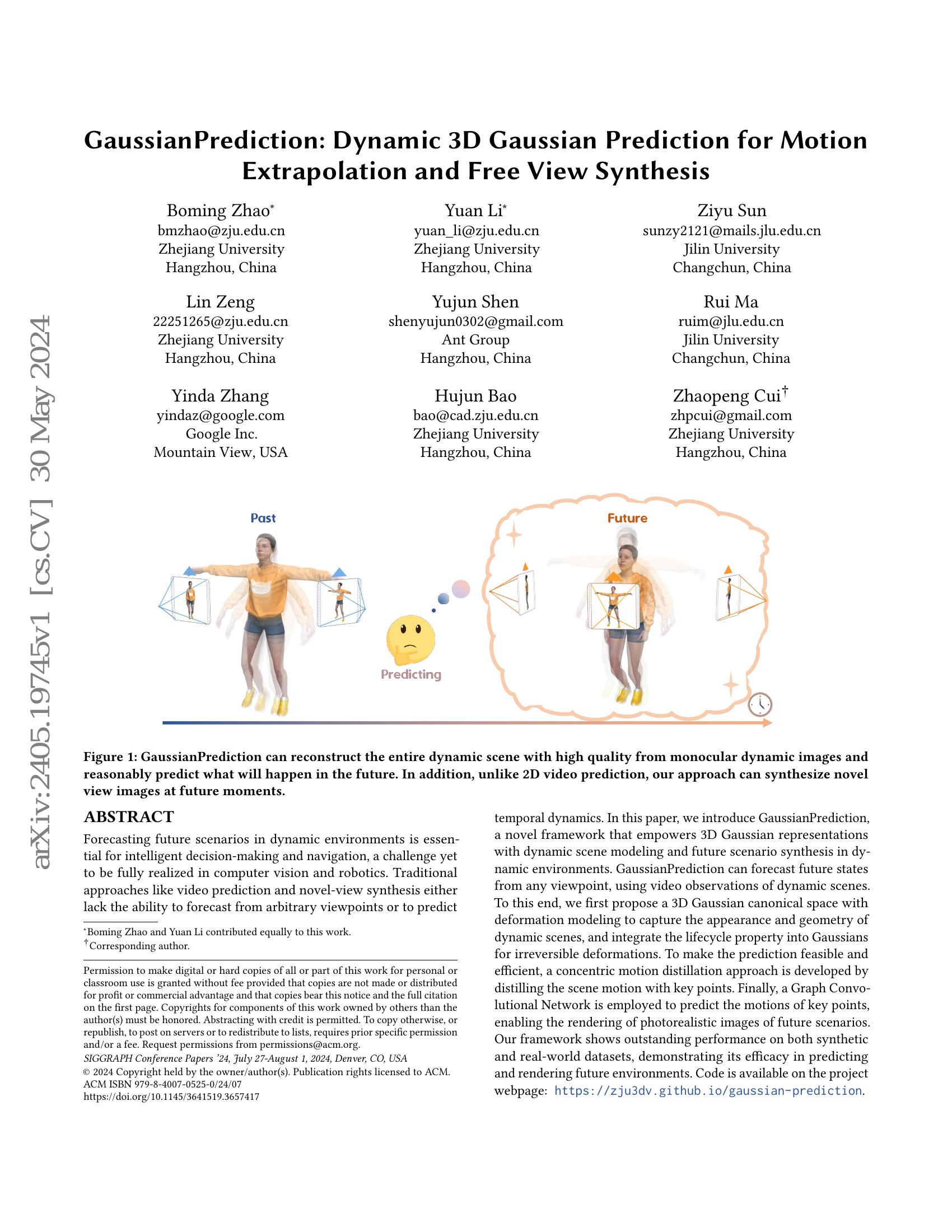 GaussianPrediction: Dynamic 3D Gaussian Prediction for Motion Extrapolation and Free View ...