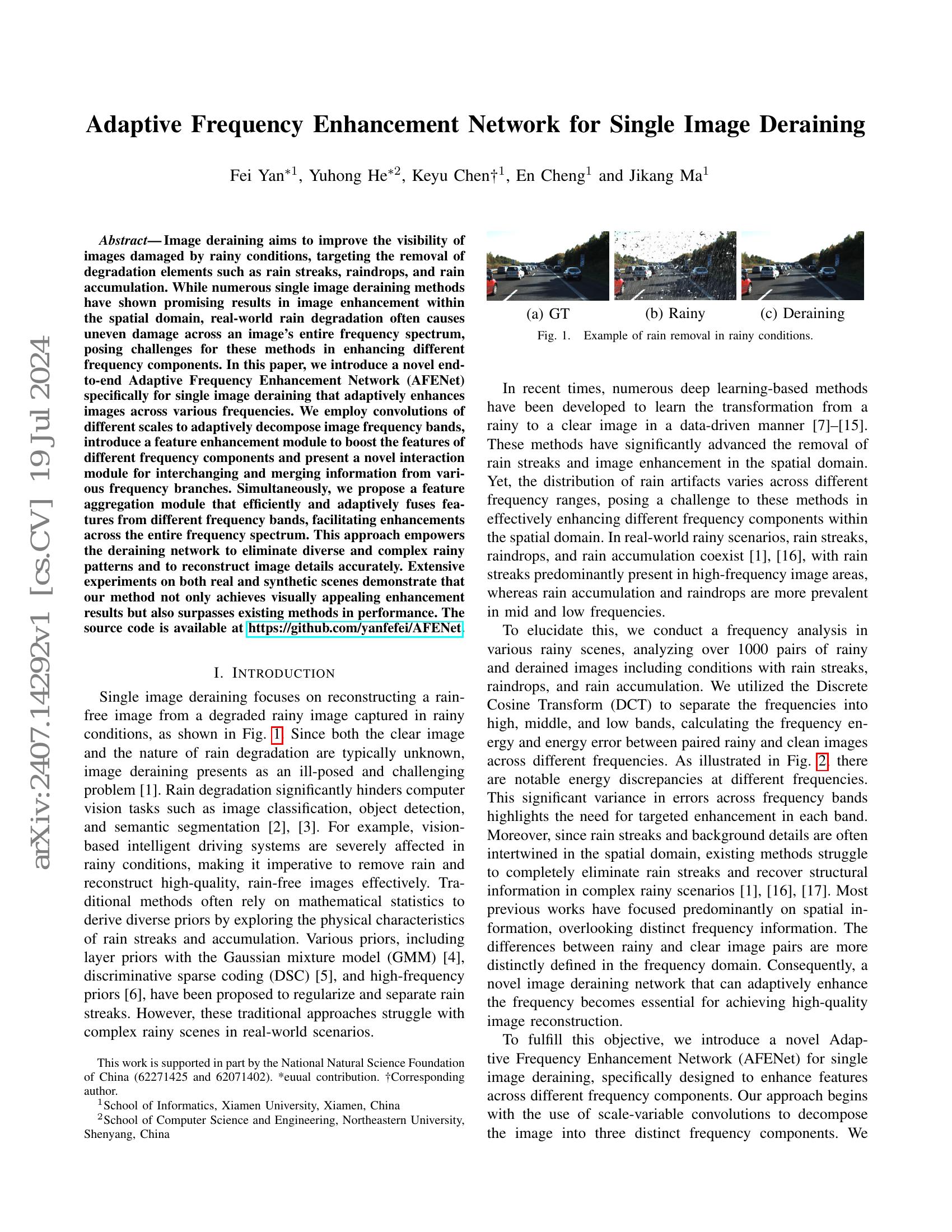 Adaptive Frequency Enhancement Network for Single Image Deraining - 智源社区论文
