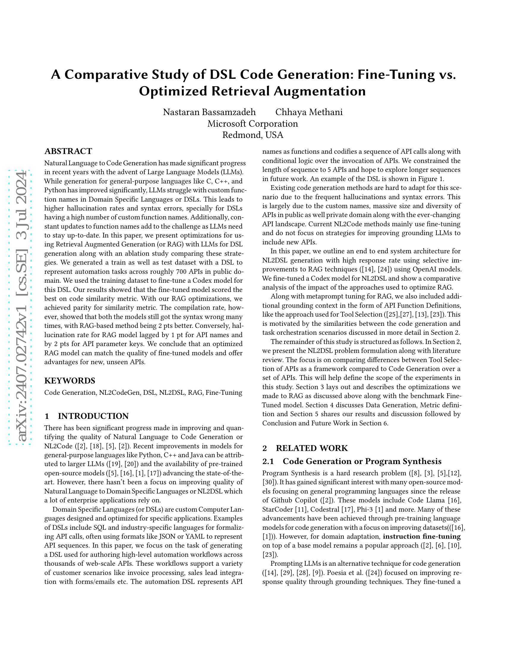 A Comparative Study of DSL Code Generation: Fine-Tuning vs. Optimized Retrieval Augmentation - 智 ...