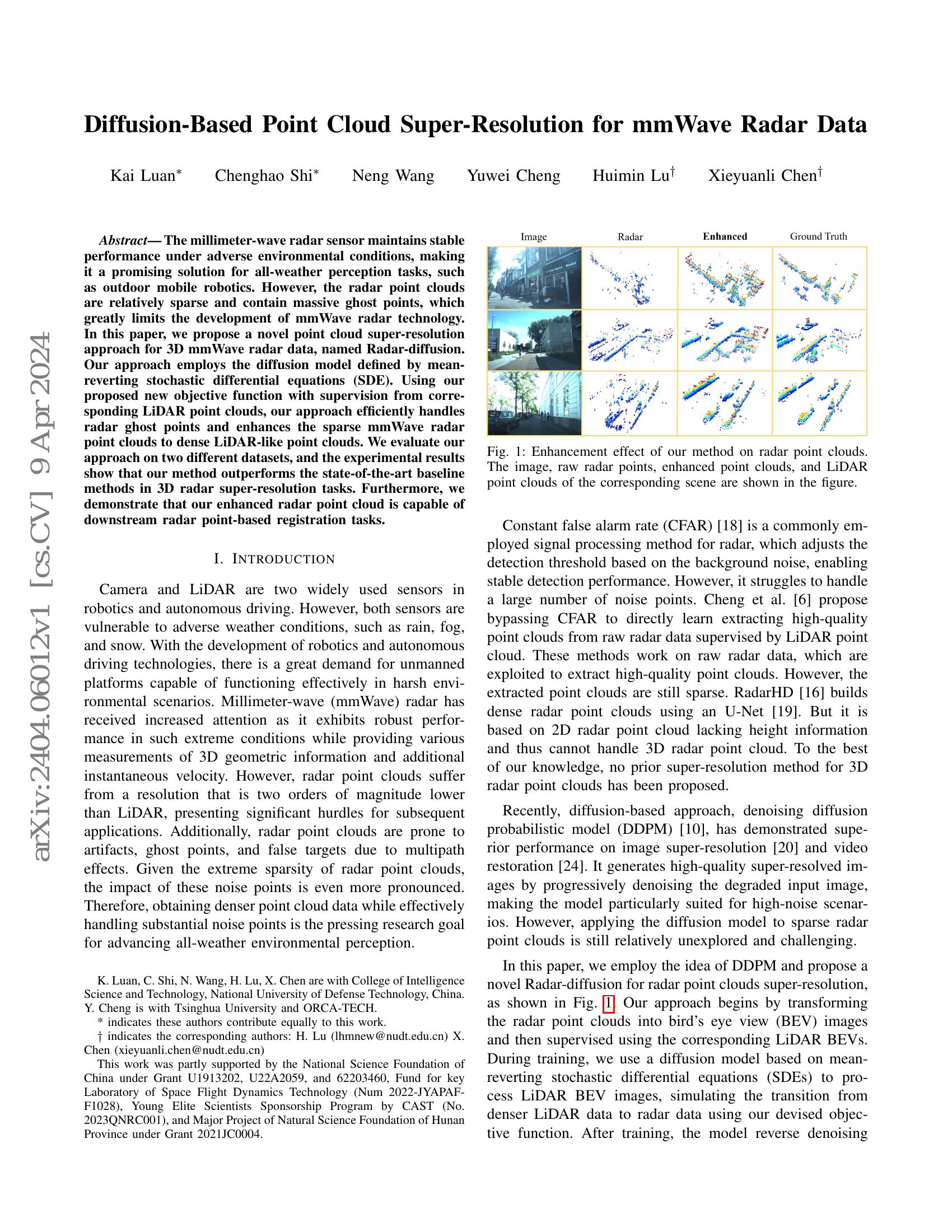 Diffusion-Based Point Cloud Super-Resolution for mmWave Radar Data - 智源社区论文