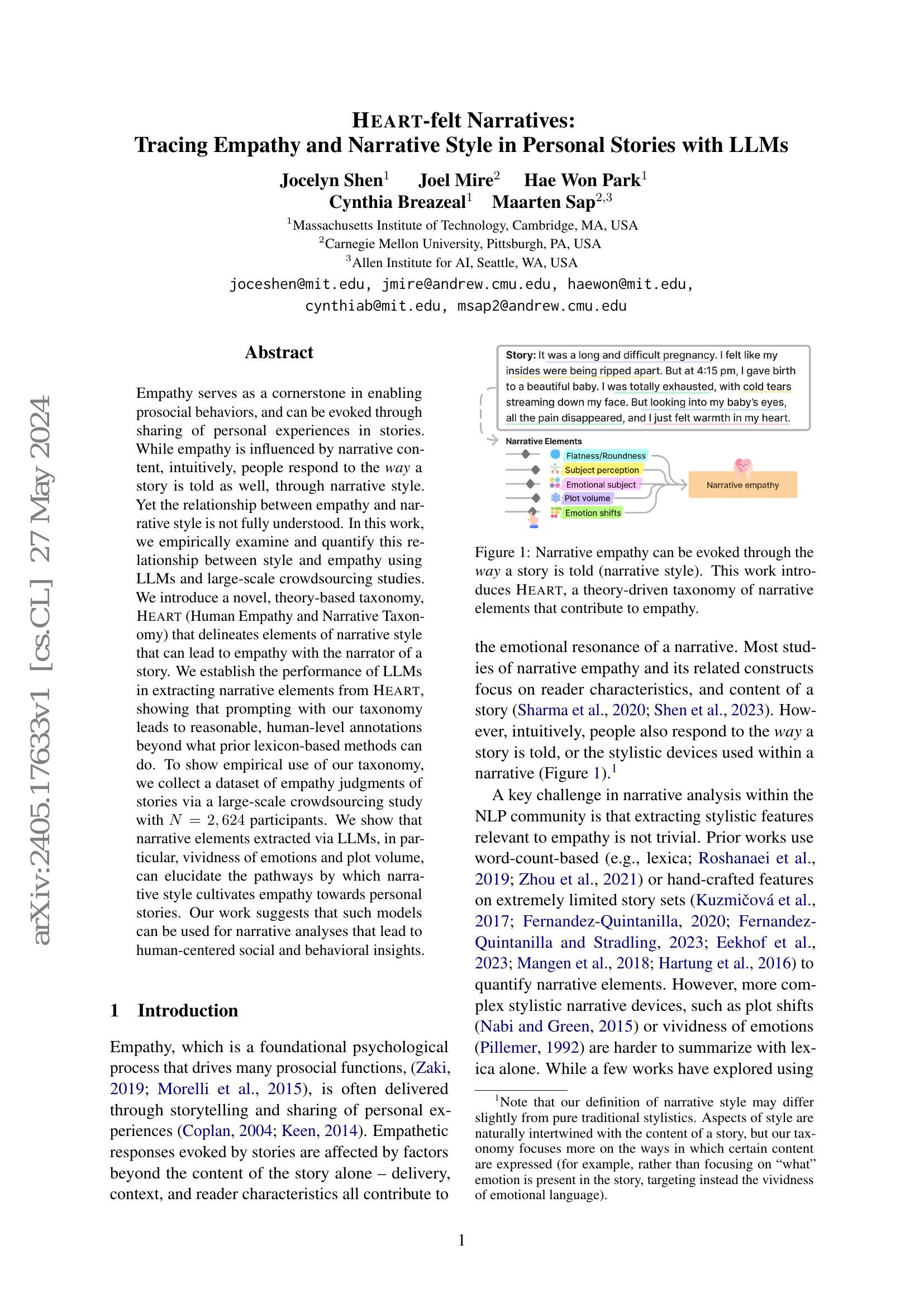 HEART-felt Narratives: Tracing Empathy and Narrative Style in Personal ...