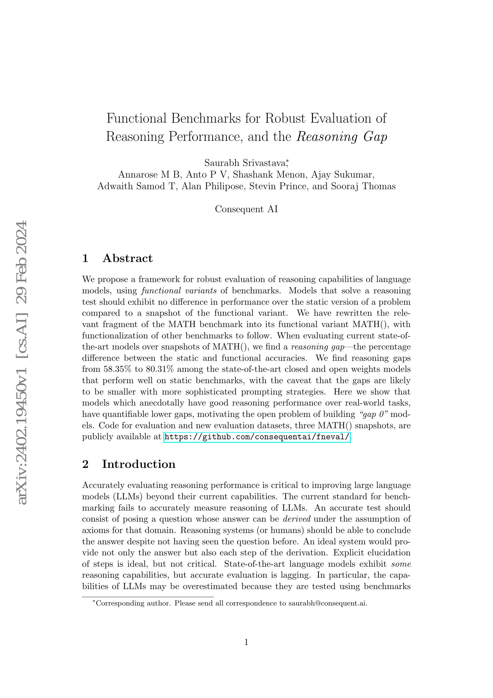 Functional Benchmarks for Robust Evaluation of Reasoning Performance ...