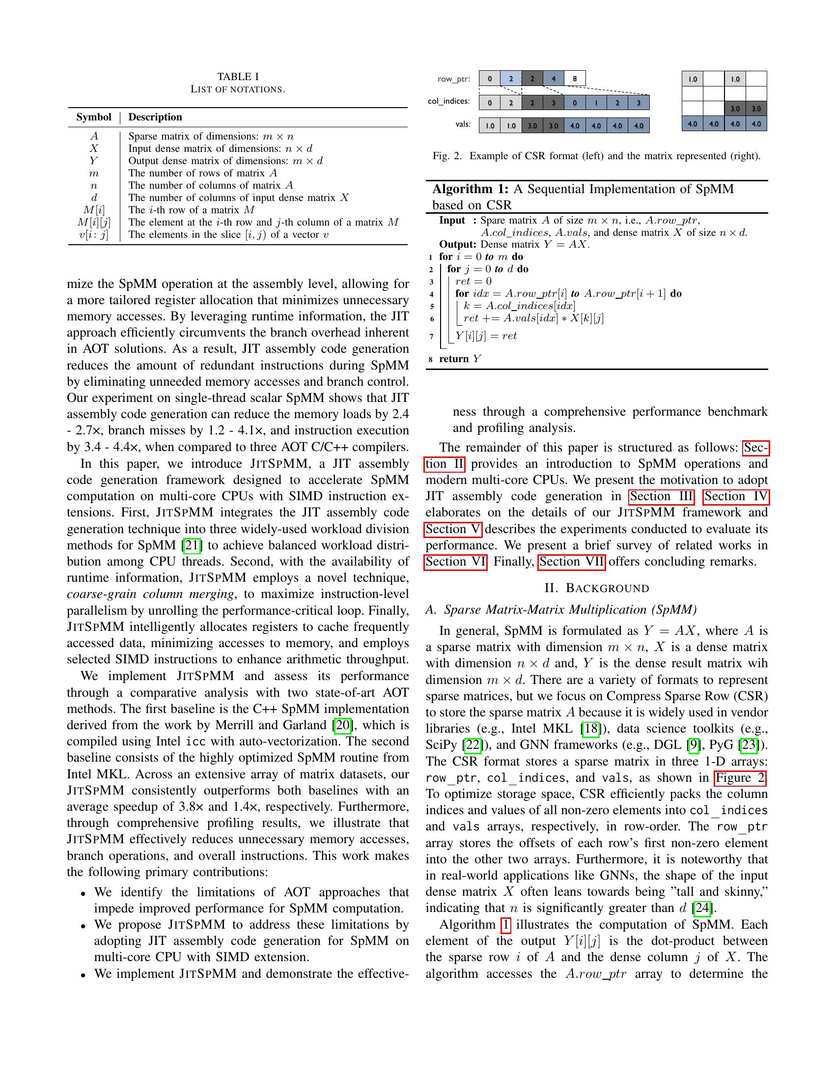 JITSPMM: Just-in-Time Instruction Generation for Accelerated Sparse Matrix-Matrix Multiplication ...